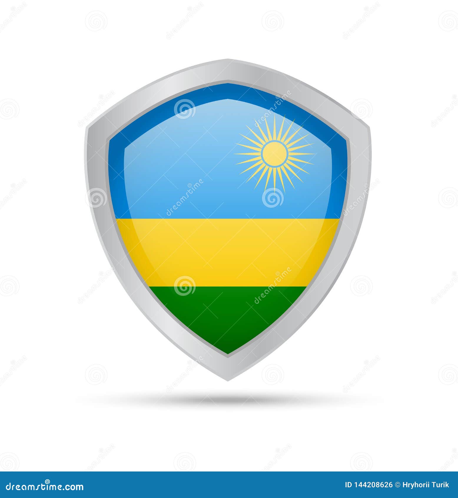 Shield with Rwanda Flag on White Background Stock Illustration ...