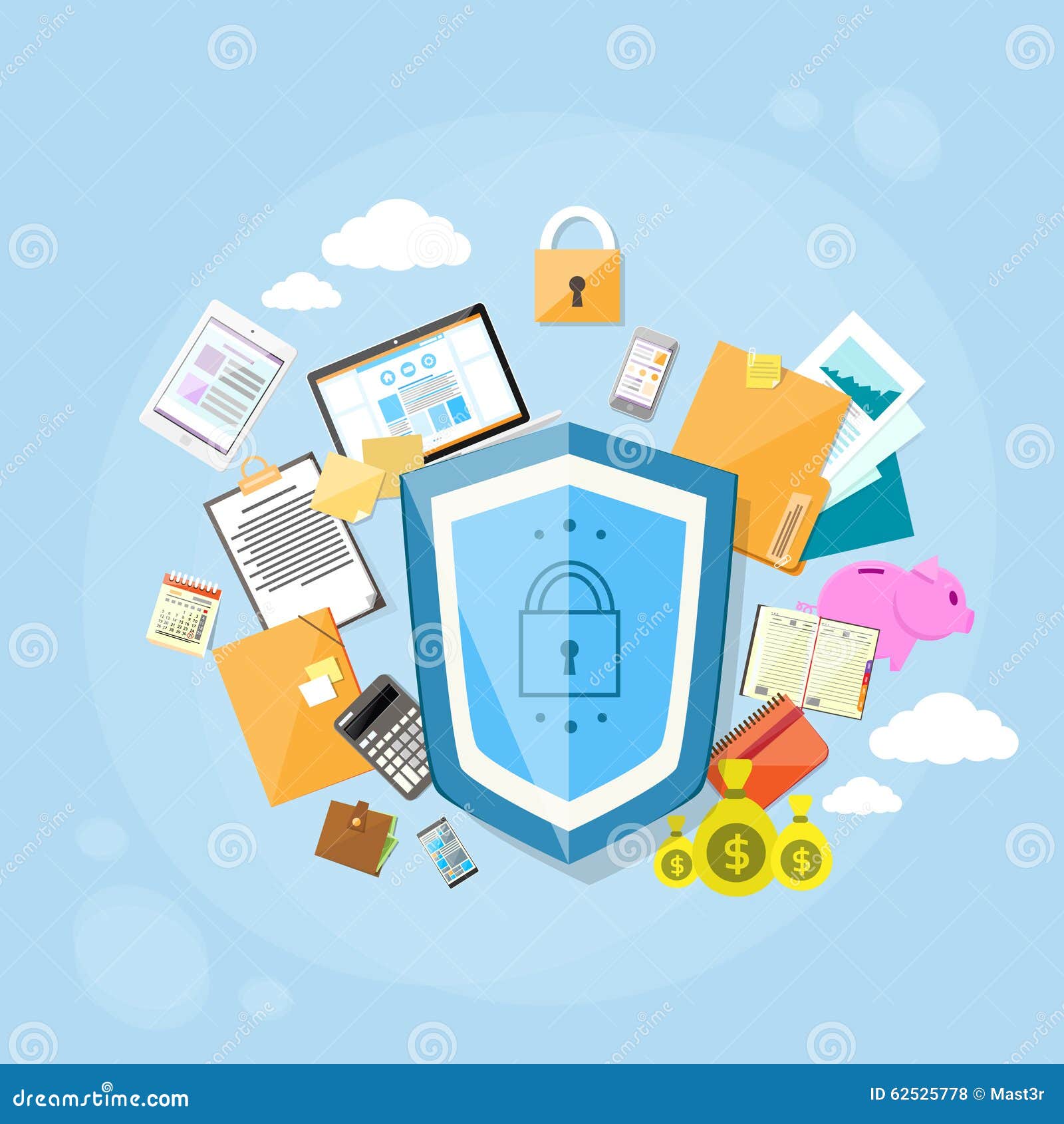 Shield Safe Data Protection Concept Privacy Stock Vector - Illustration ...