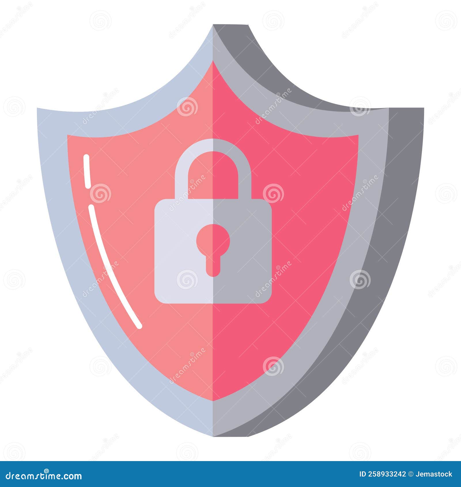 Shield with safe padlock stock vector. Illustration of design - 258933242