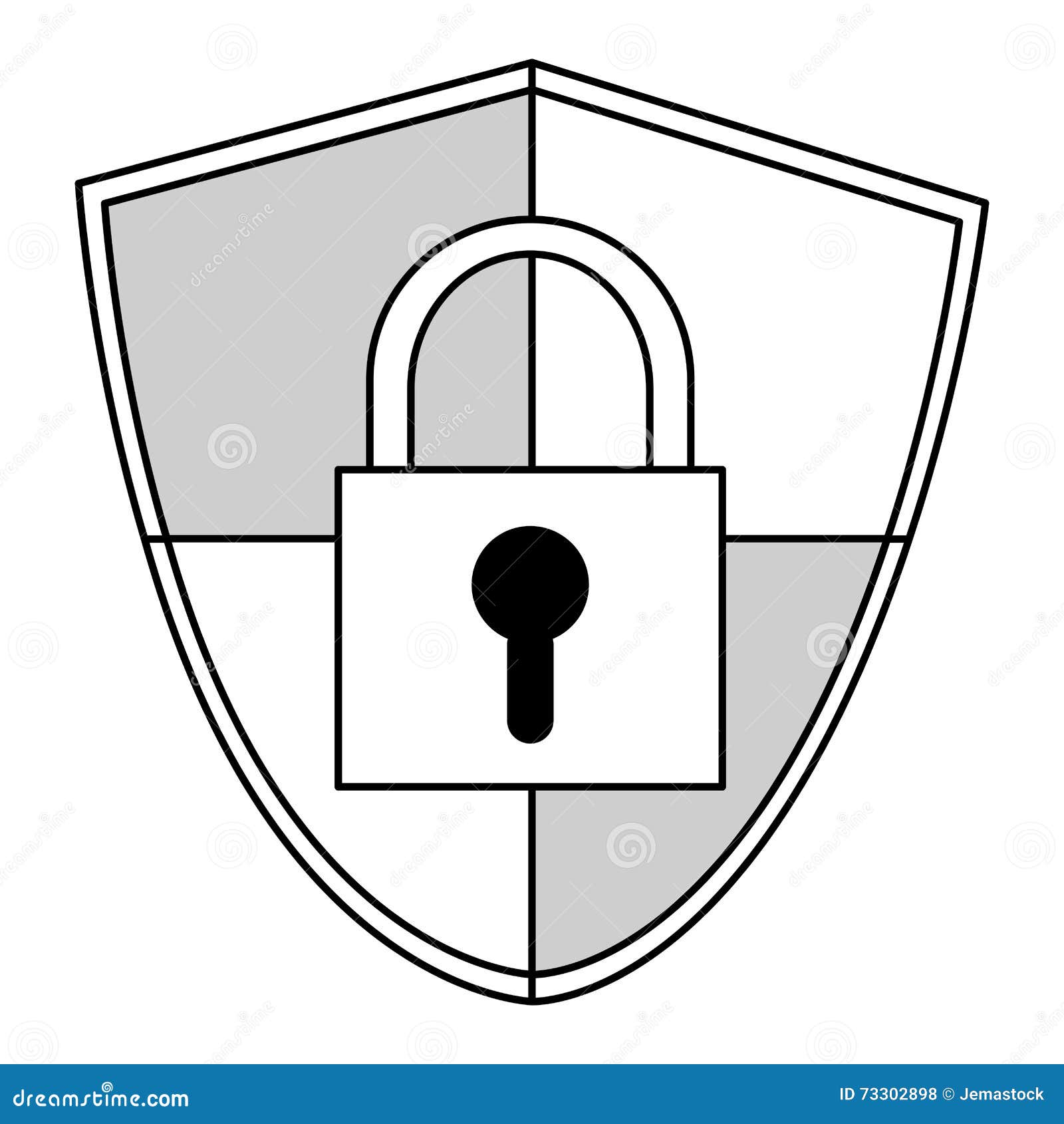 Shield with safety lock stock illustration. Illustration of secure ...