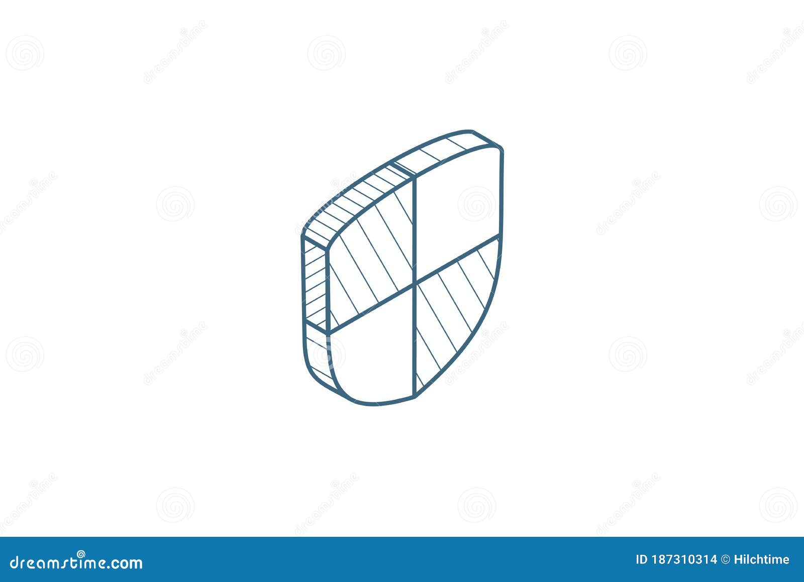 Shield, Safety and Protection Isometric Icon. 3d Line Art Technical ...