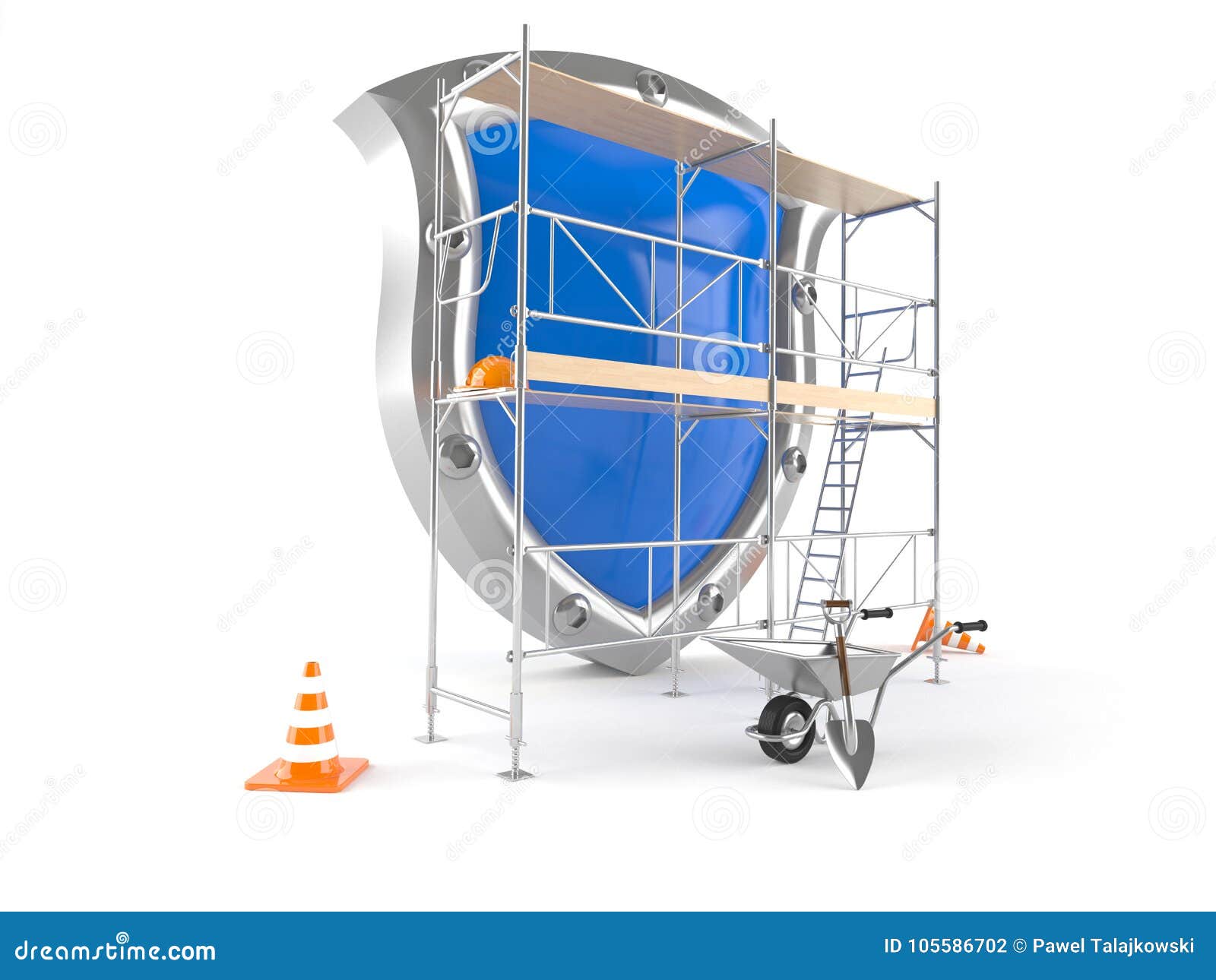 Shield with scaffolding stock illustration. Illustration of defense ...