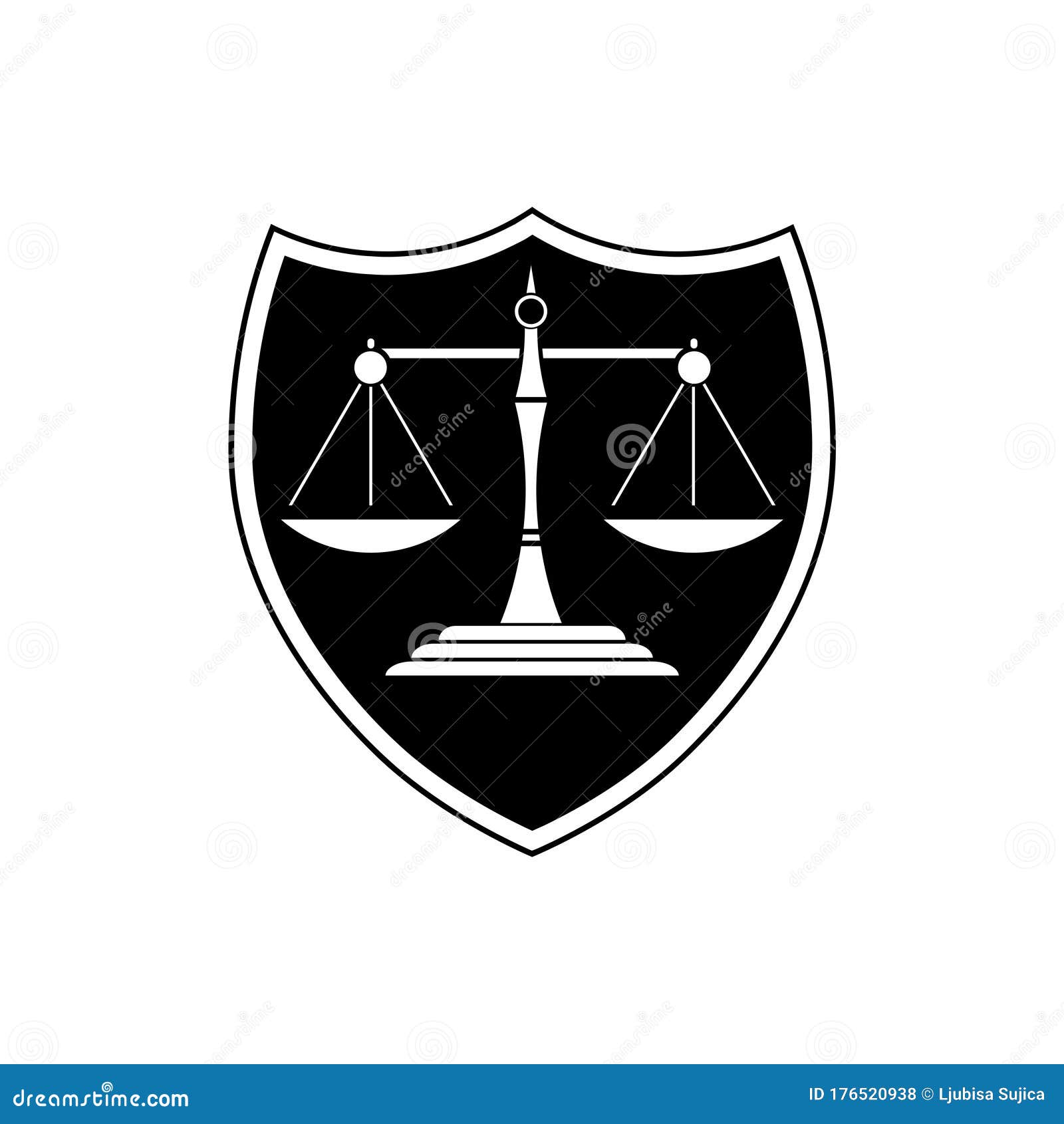 Shield and Scale of Justice Icon Logo Template Illustration Design ...