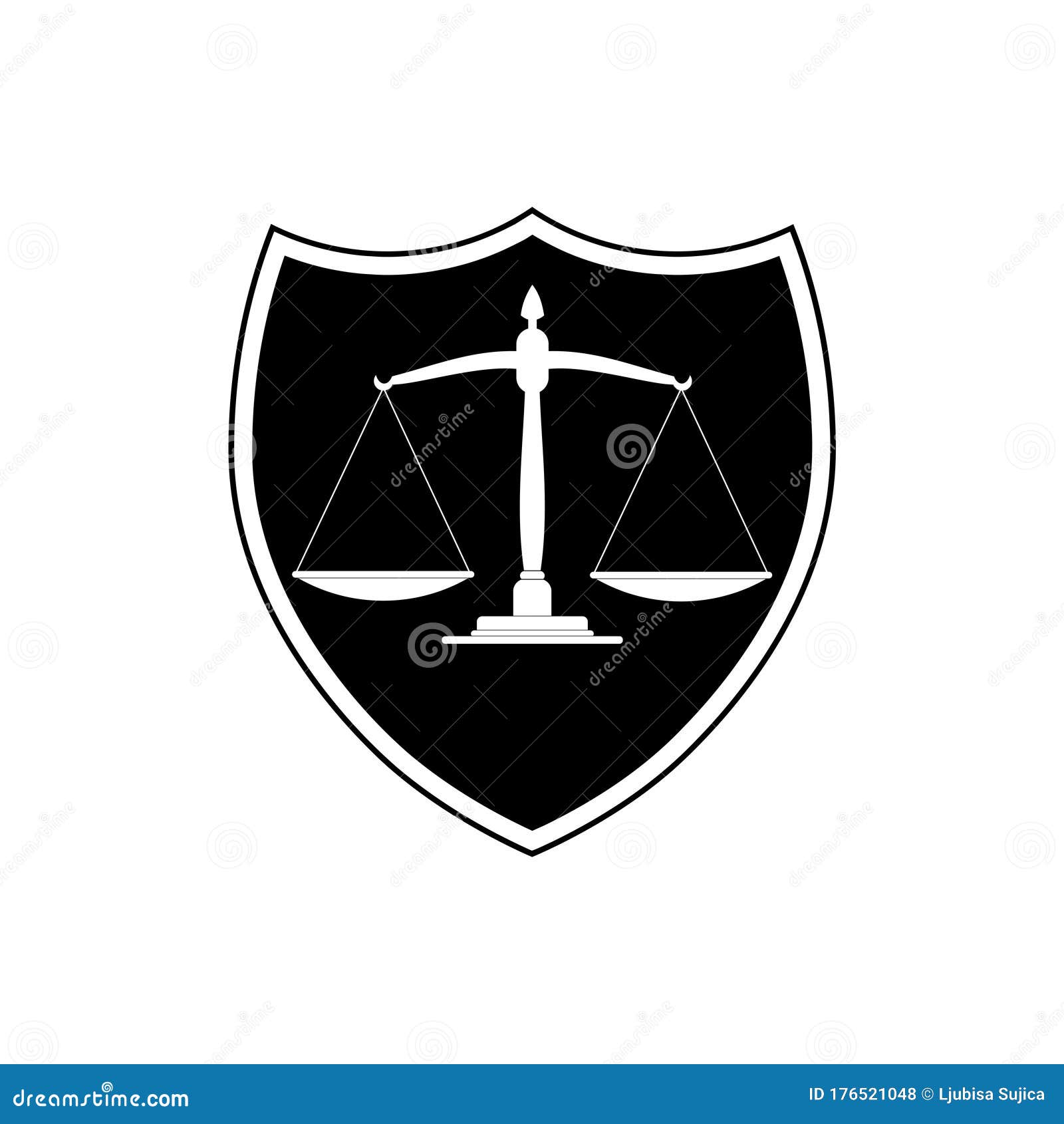 Shield and Scale of Justice Icon Logo Template Illustration Design ...