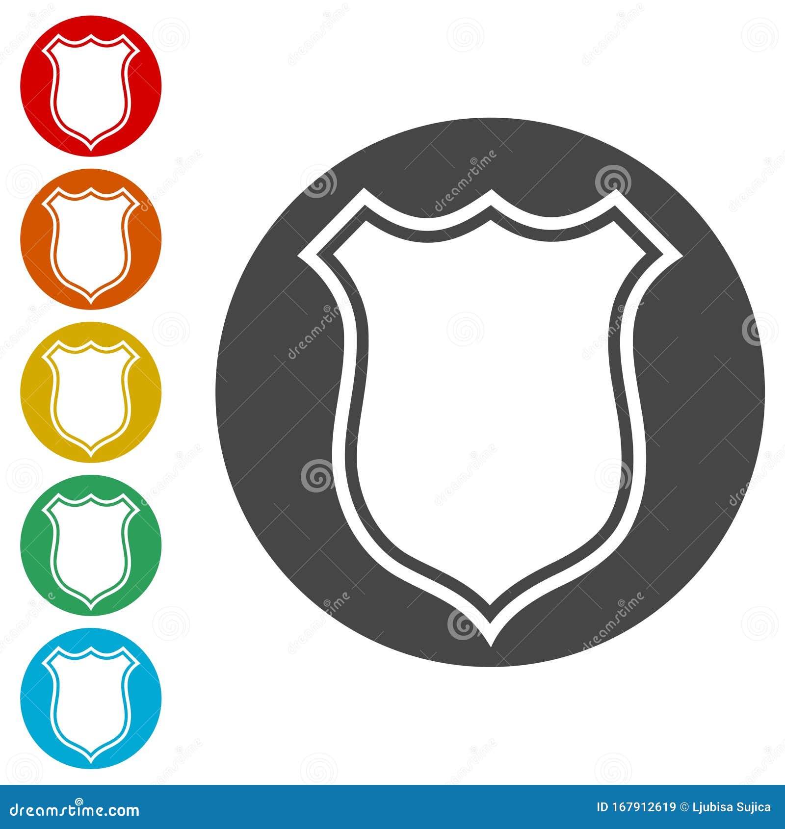 Shield Seal Frame Icons Set Stock Vector - Illustration of person ...