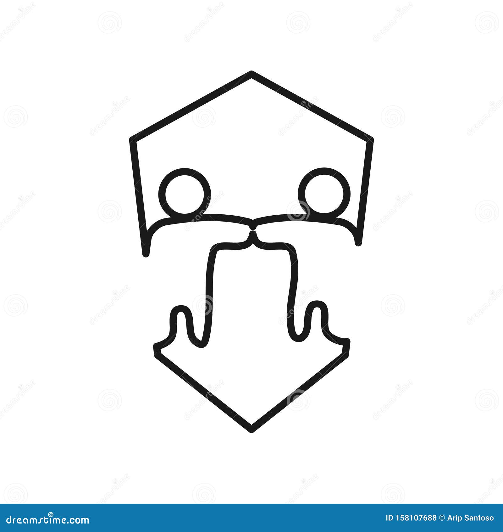 Shield Secure Commitment Teamwork Together Outline Logo Stock Vector - Illustration of logo ...