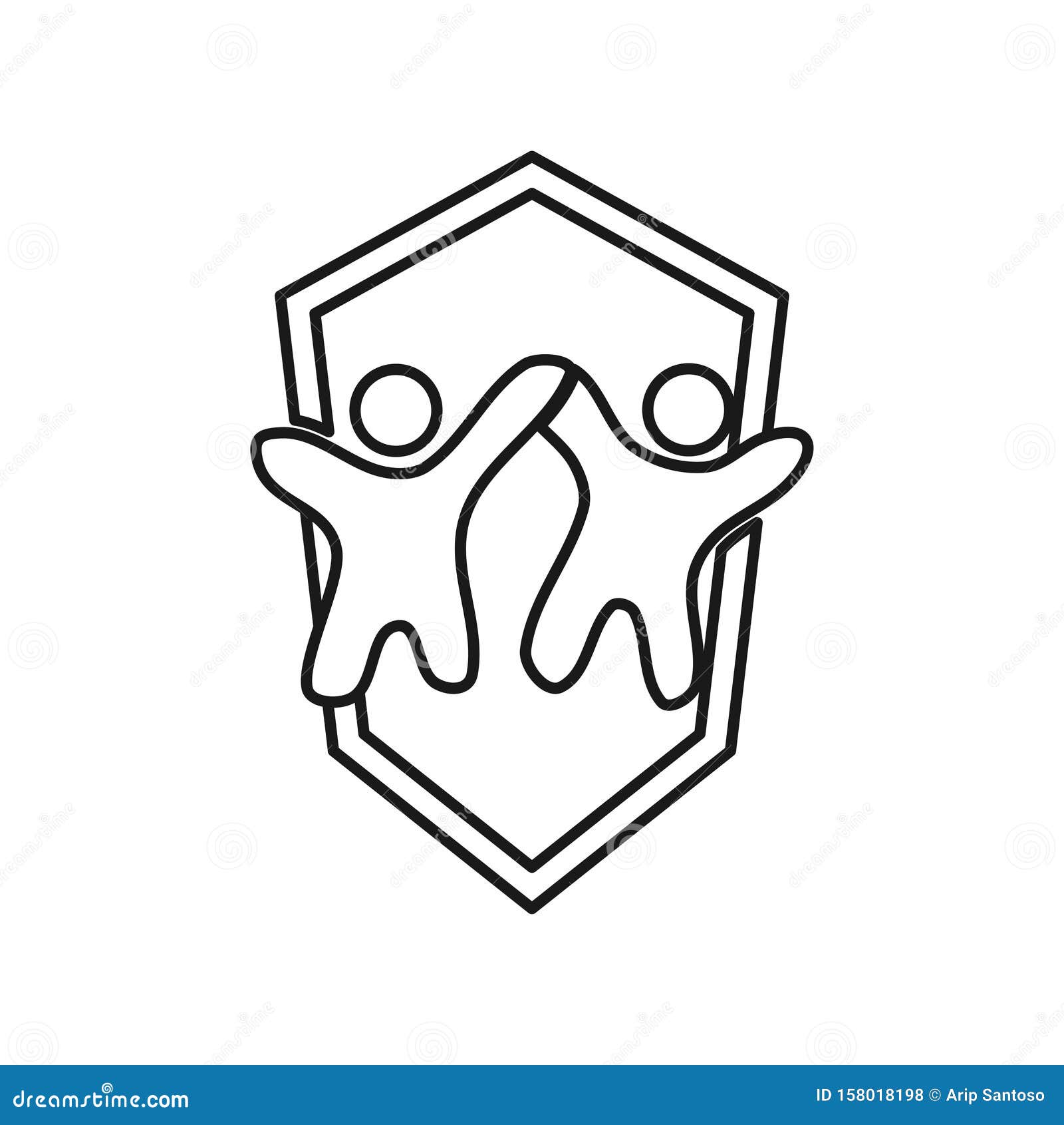 Shield Secure Commitment Teamwork Together Outline Logo Stock Vector ...