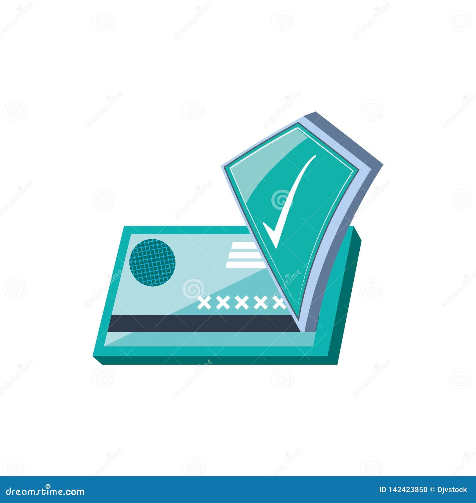 Shield Secure with Credit Card Stock Vector - Illustration of isolated ...