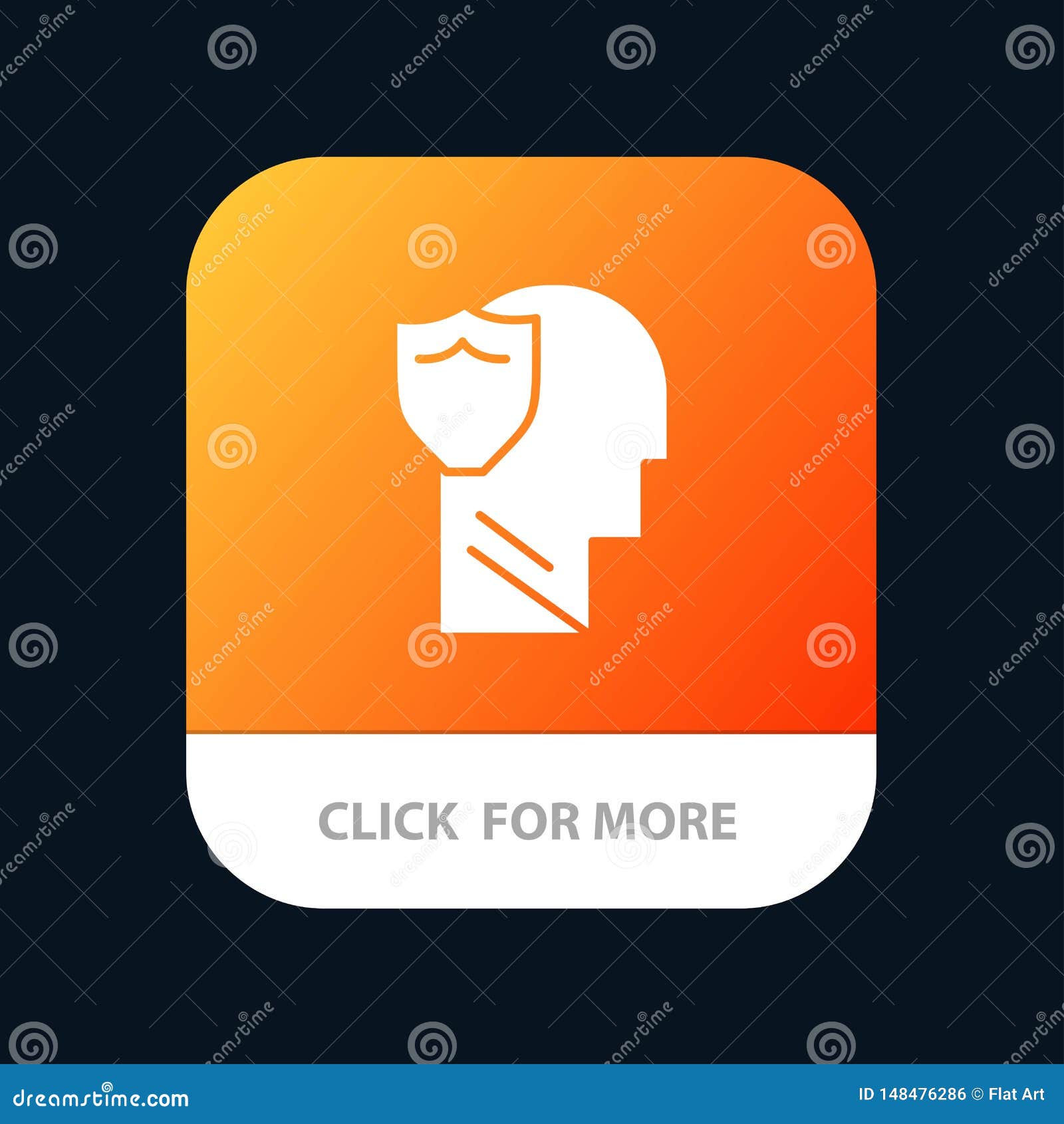 Shield, Secure, Male, User, Data Mobile App Button. Android and IOS ...