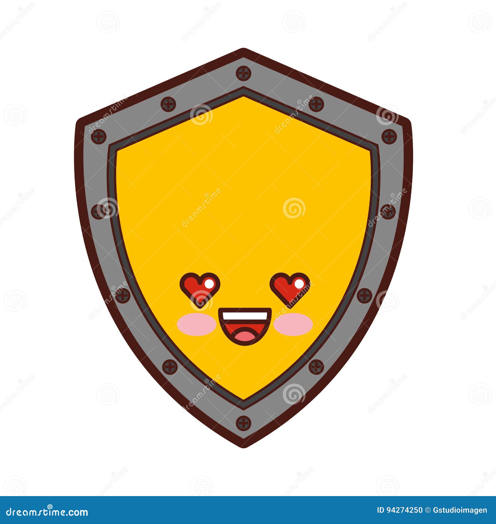 Shield Security Kawaii Character Stock Vector - Illustration of quality ...