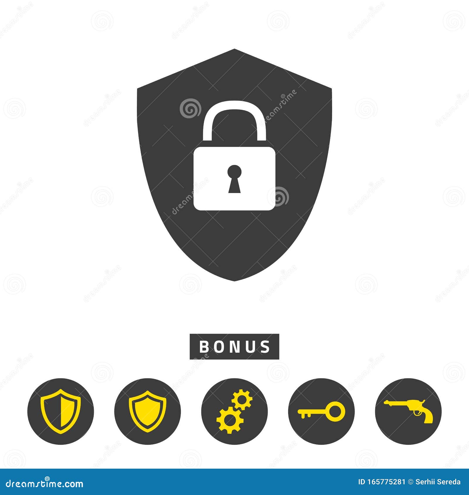 Shield Security with Lock Symbol Stock Illustration - Illustration of ...