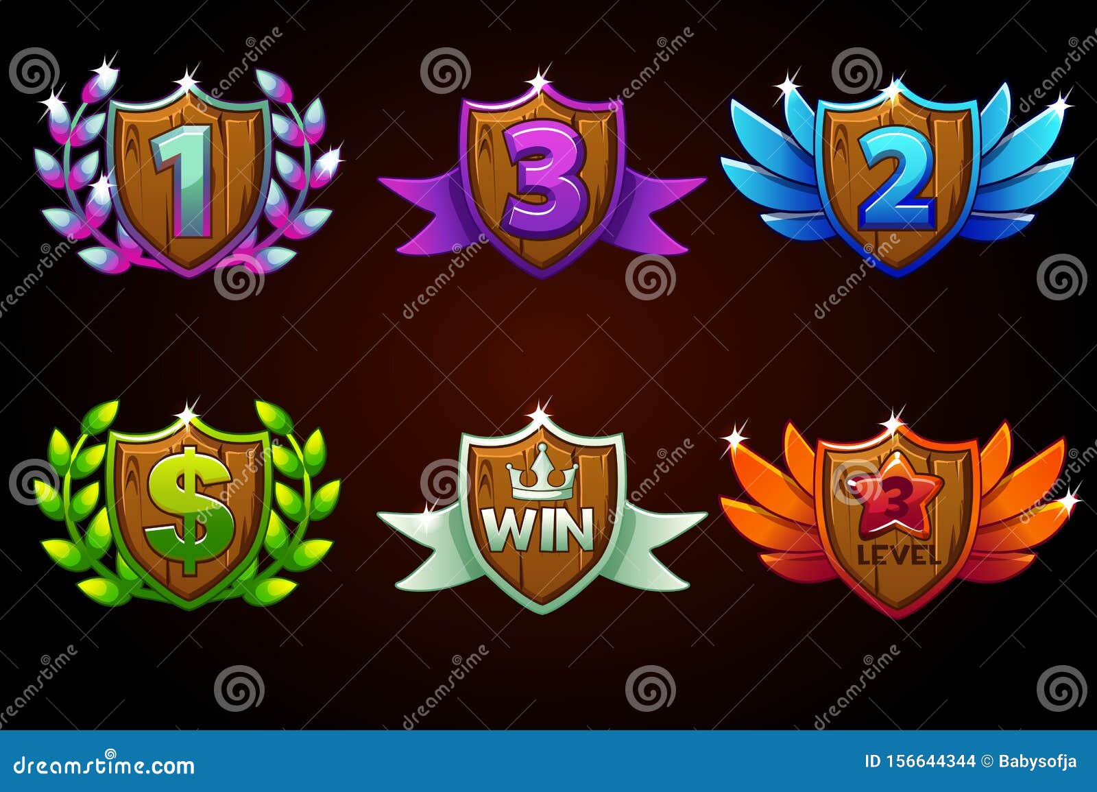 Awards Shield Constructor, Vector Set To Create Kit Different Awards Or ...