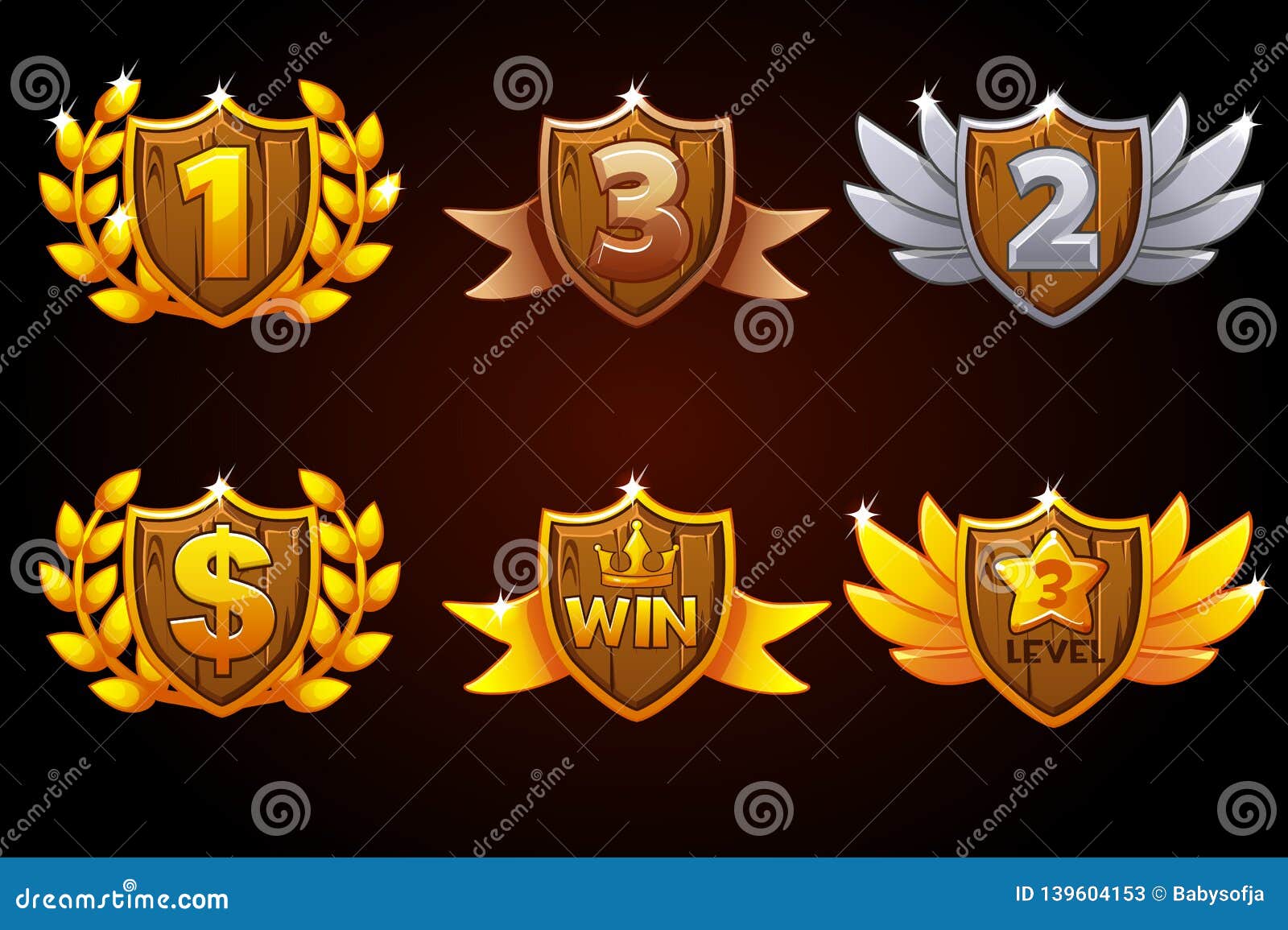 Awards Shield Constructor, Vector Set To Create Kit Different Awards Or ...