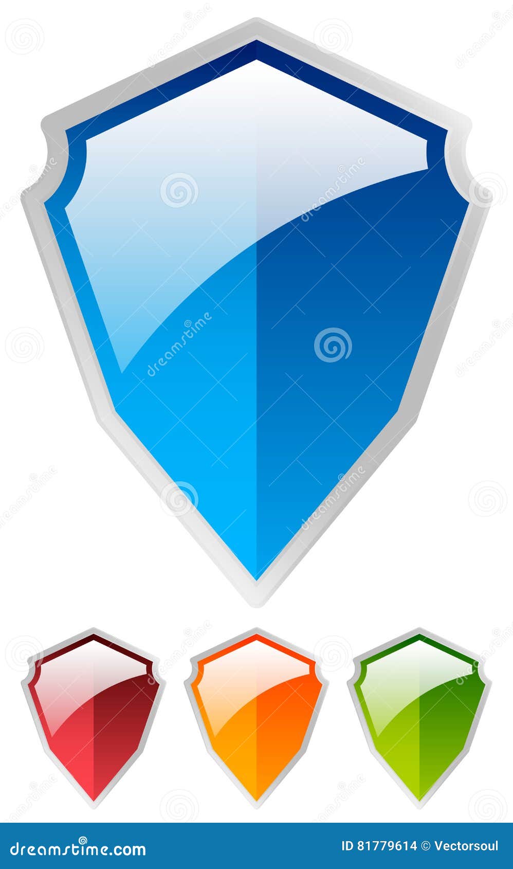 Shield Shape Set - Glossy Colorful Shields. Protection, Security Stock ...