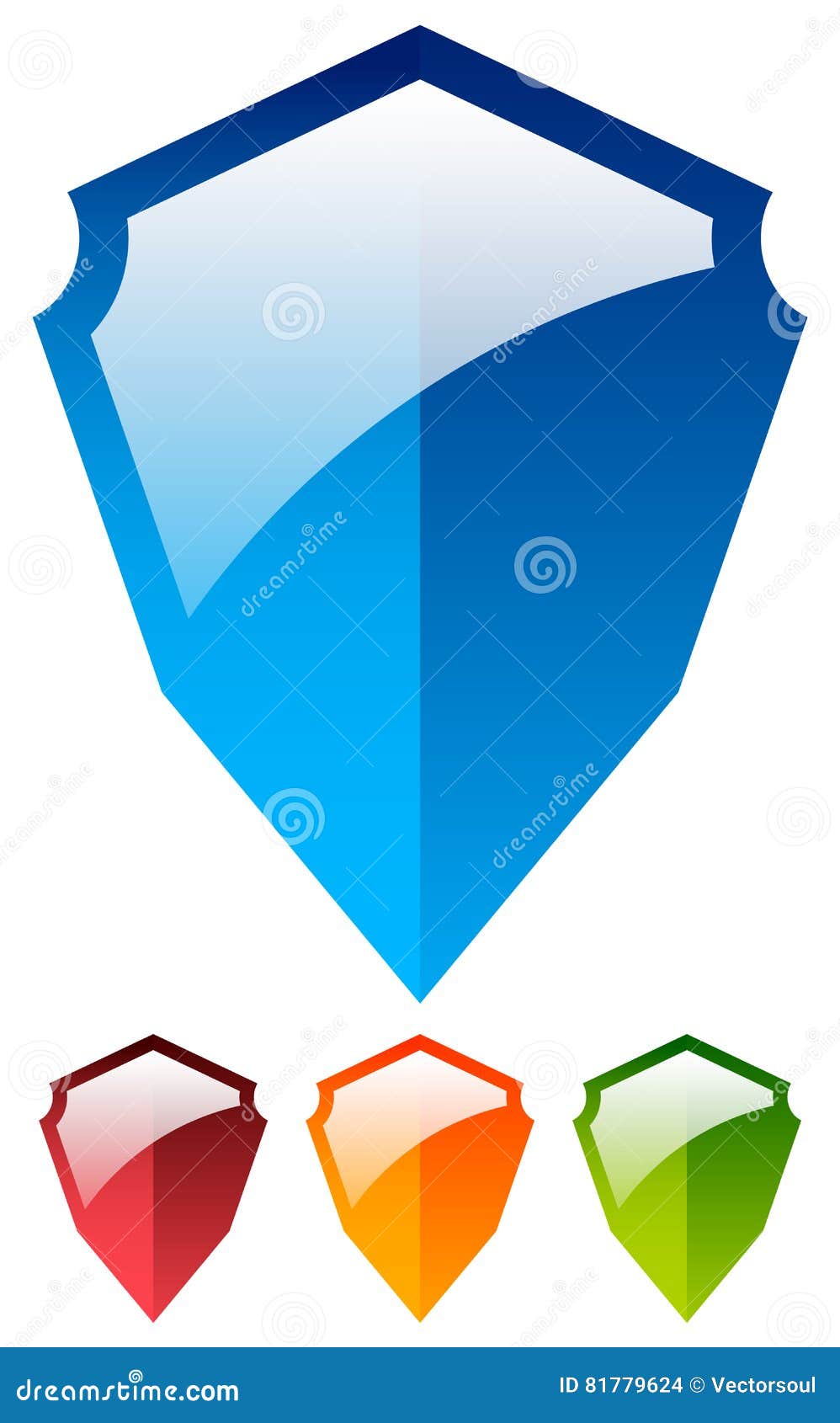Shield Shape Set - Glossy Colorful Shields. Protection, Security Stock ...