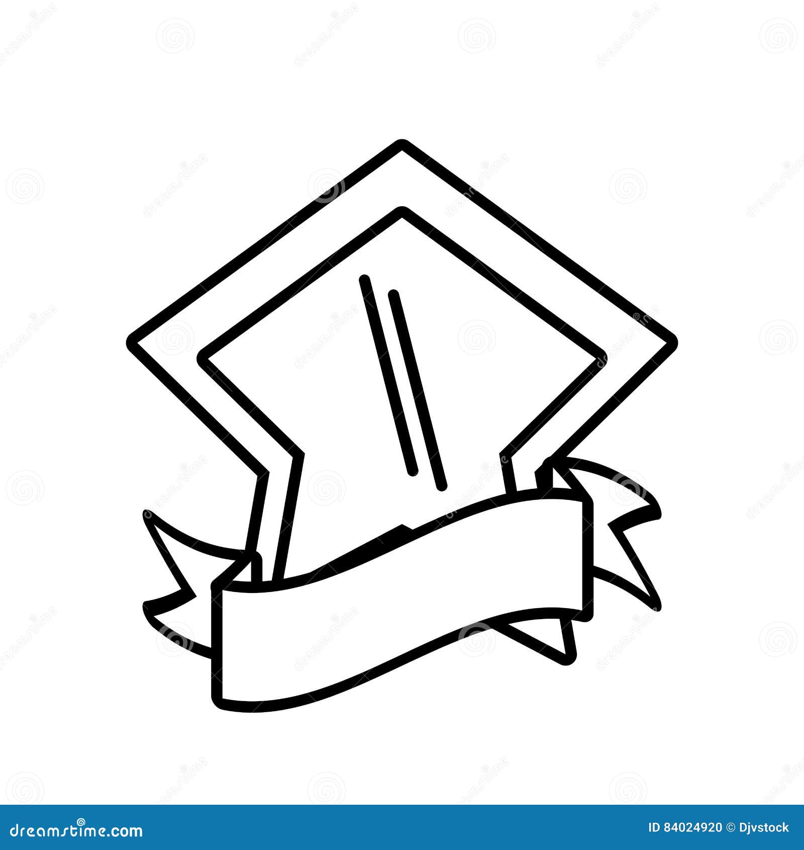 Shield Shape Star and Ribbon Outline Empty Stock Illustration ...
