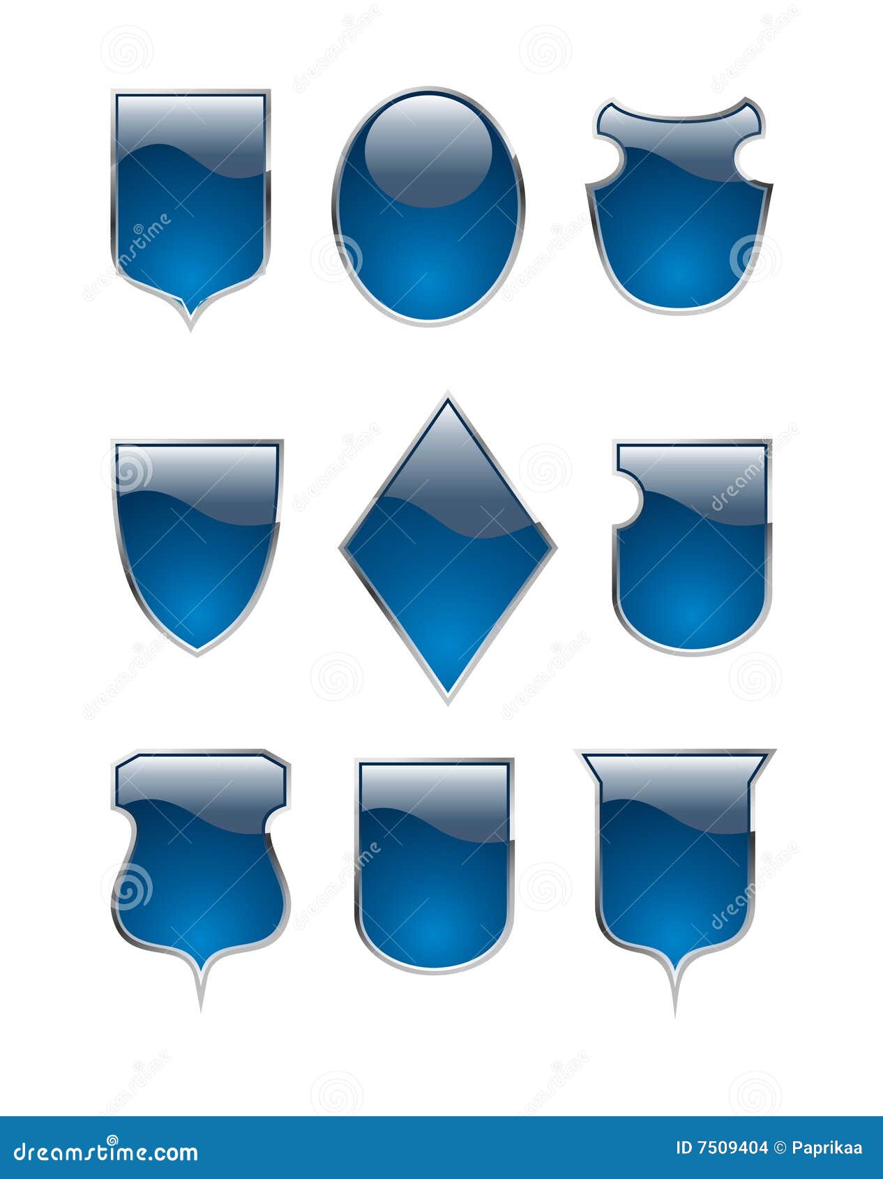 Shield-shaped buttons stock vector. Illustration of white - 7509404