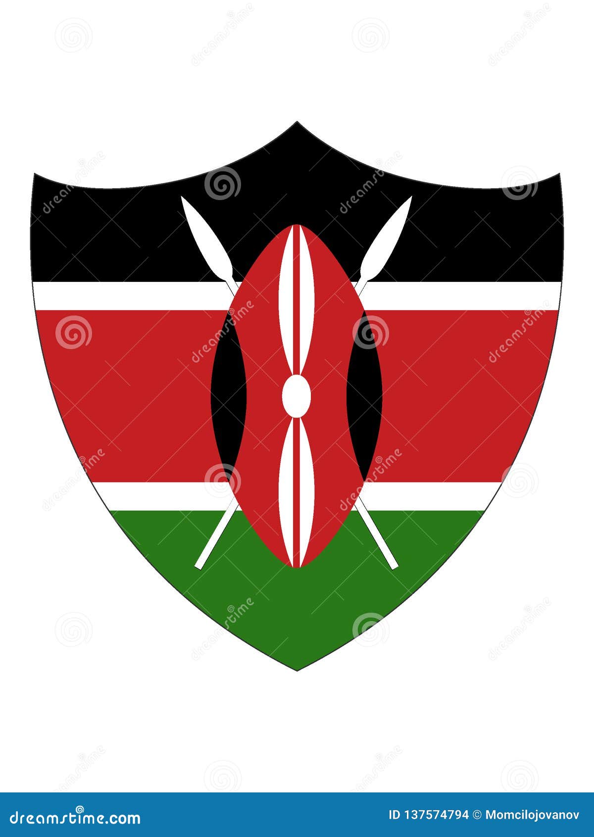 Shield Shaped Flag of Kenya Stock Vector - Illustration of kingdom ...