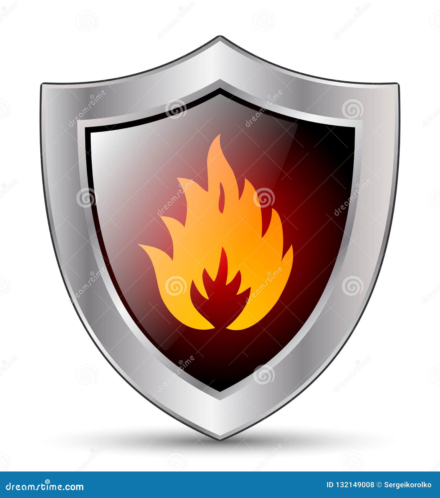 Shield with the Sign of Fire. Vector Icon Stock Vector - Illustration ...