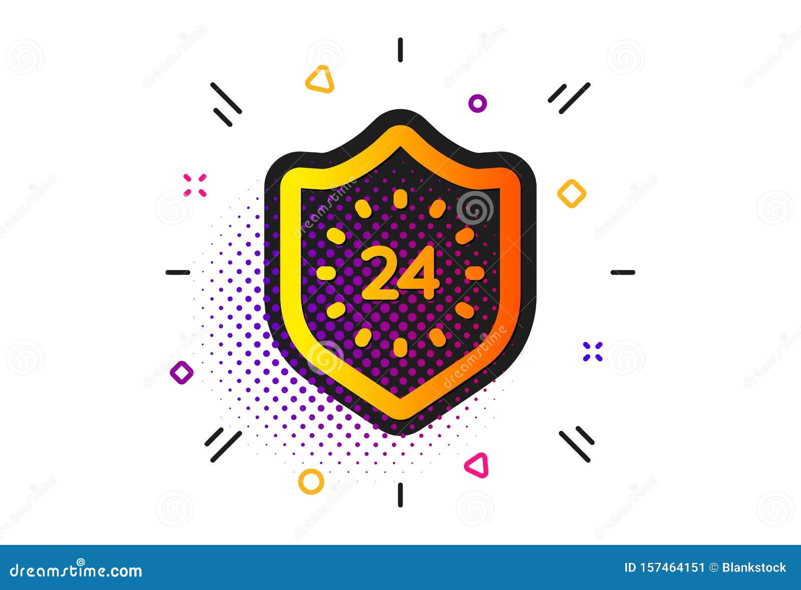 24 Hours Protection Icon. Shield Sign. Vector Stock Vector ...