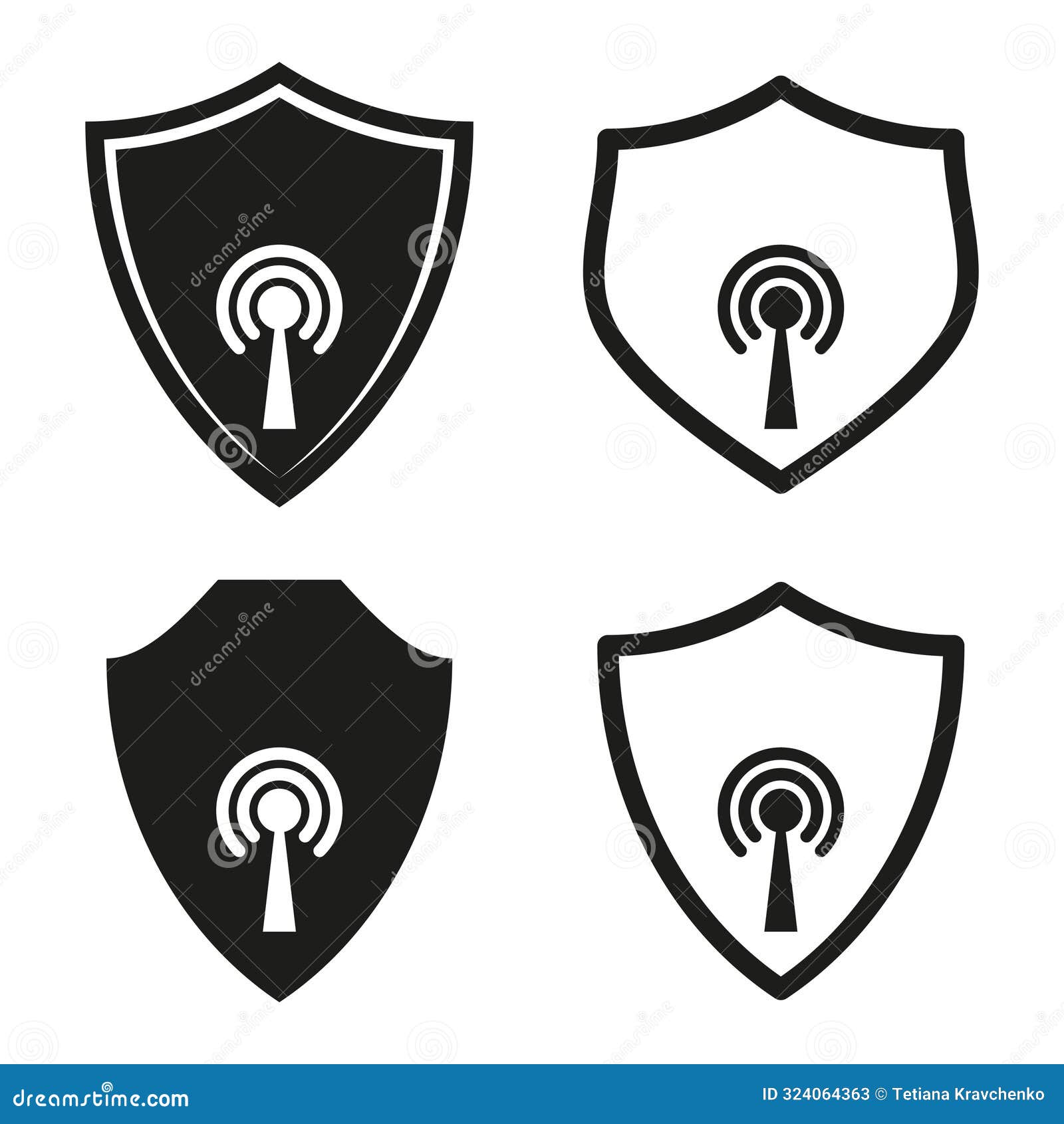 Shield with Signal. Wi Fi Symbol. Vector Security Icon. Wireless ...