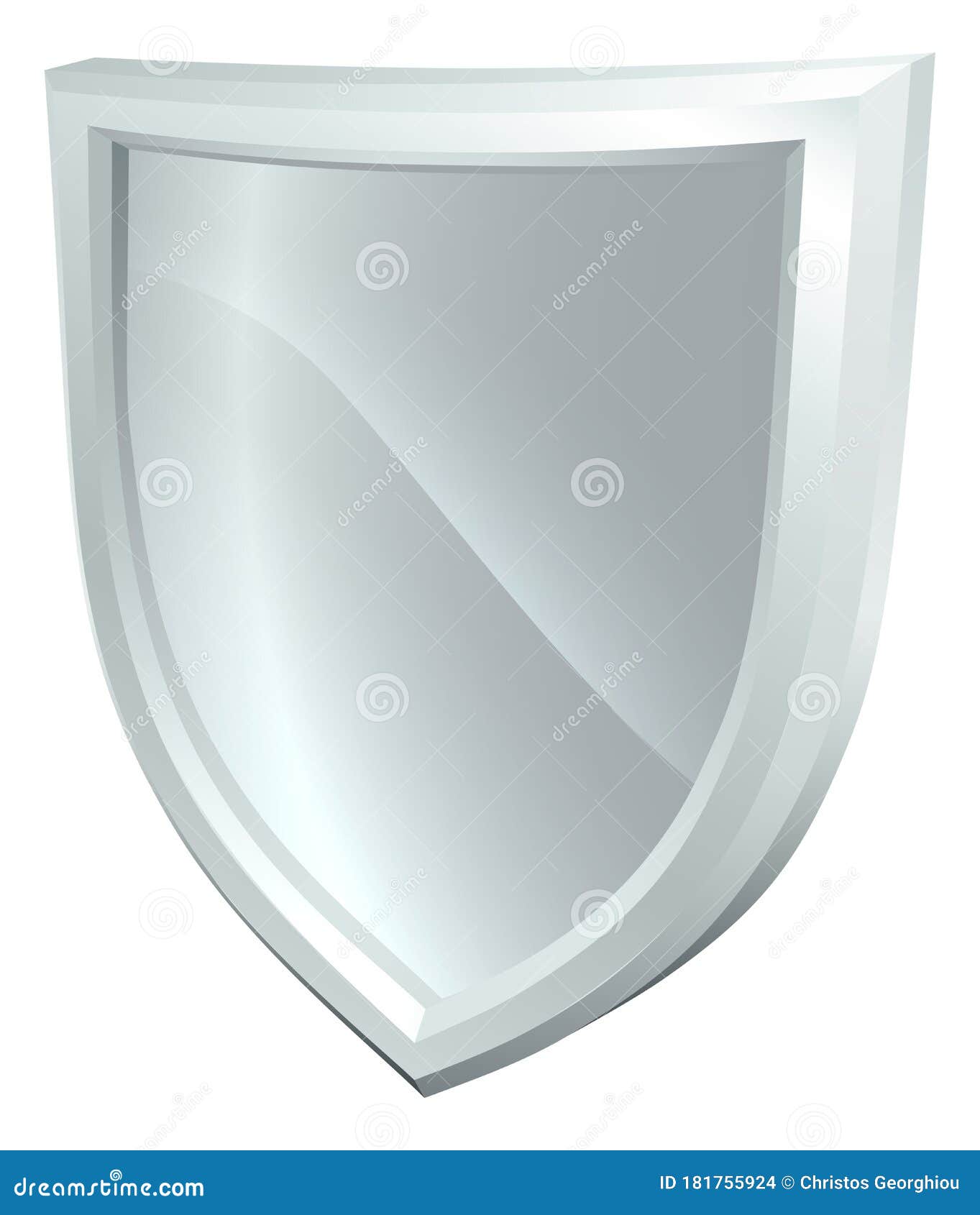Shield Silver Metal Icon stock vector. Illustration of protect - 181755924