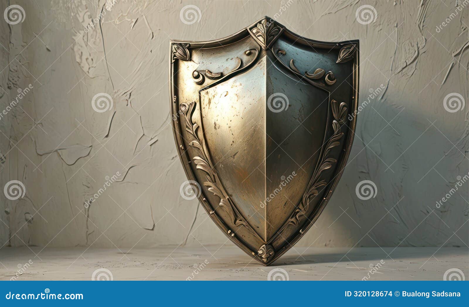 A Shield is Sitting on a Wall in Front of a White Wall. Stock ...