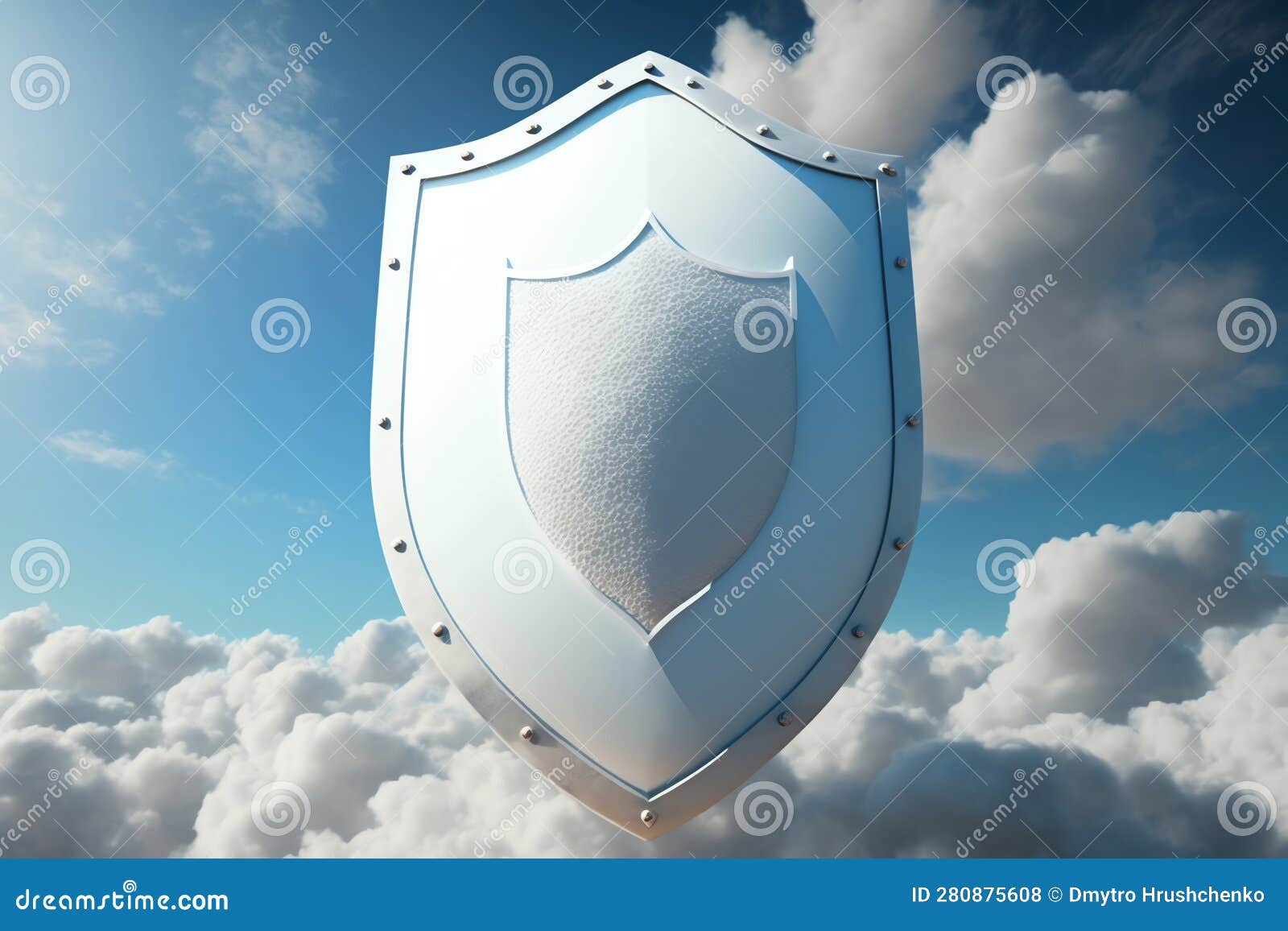 Shield in the Sky Clouds. Cloud Service Firewall Concept Stock Photo - Image of connect, cloud ...
