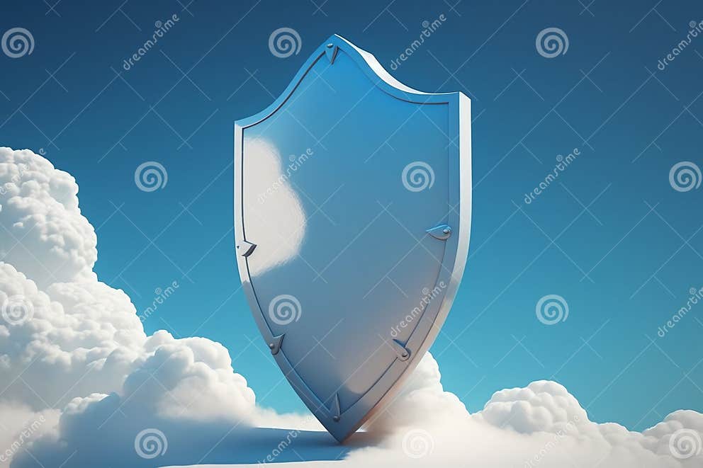 Shield in the Sky Clouds. Cloud Service Firewall Concept Stock Illustration - Illustration of ...