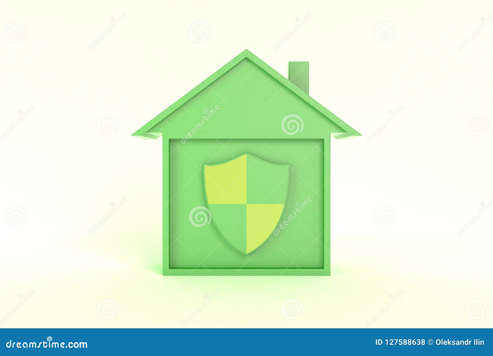 Shield Smart House Icon Illustration Green, Front View Stock ...