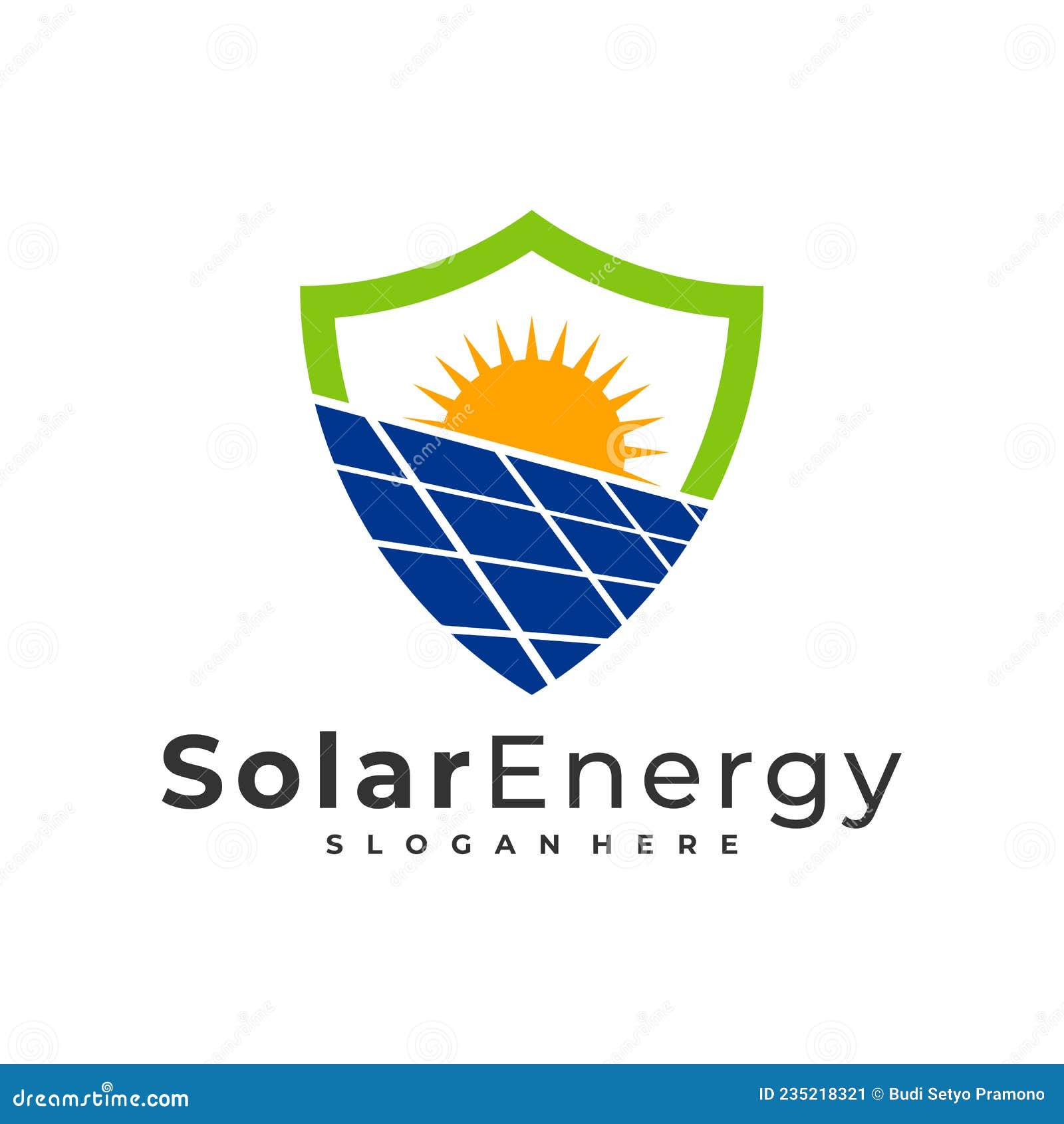 Shield Solar Logo Vector Template, Creative Sun Energy Logo Design ...