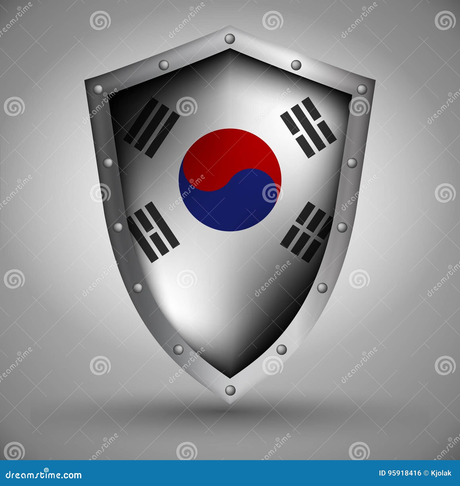 Shield with the South Korea Flag Stock Vector - Illustration of symbol ...