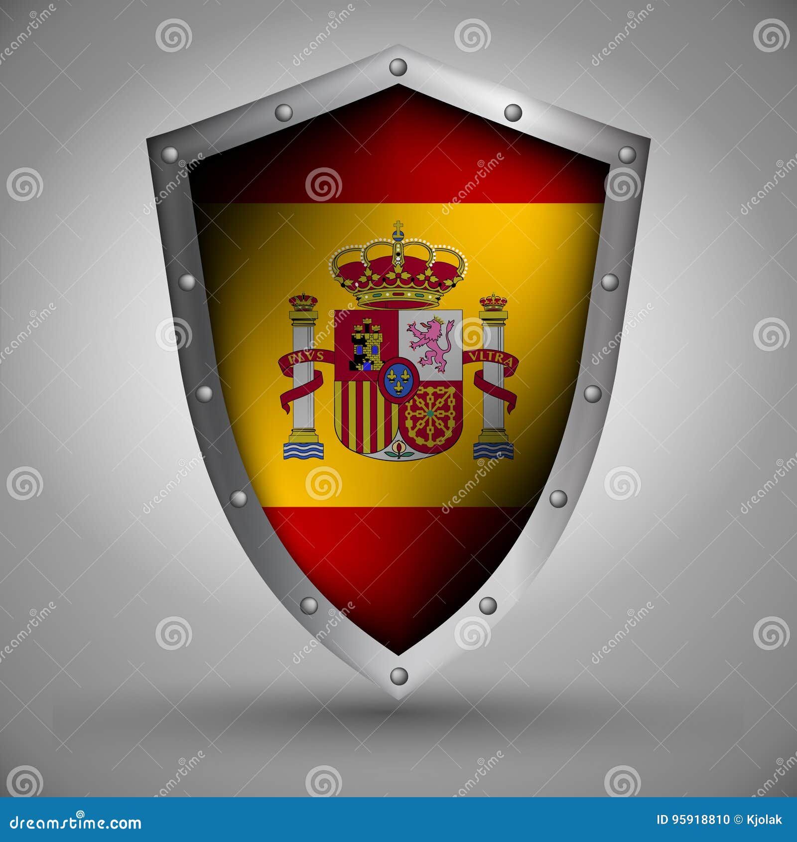 Shield with the Spain flag stock vector. Illustration of shield - 95918810