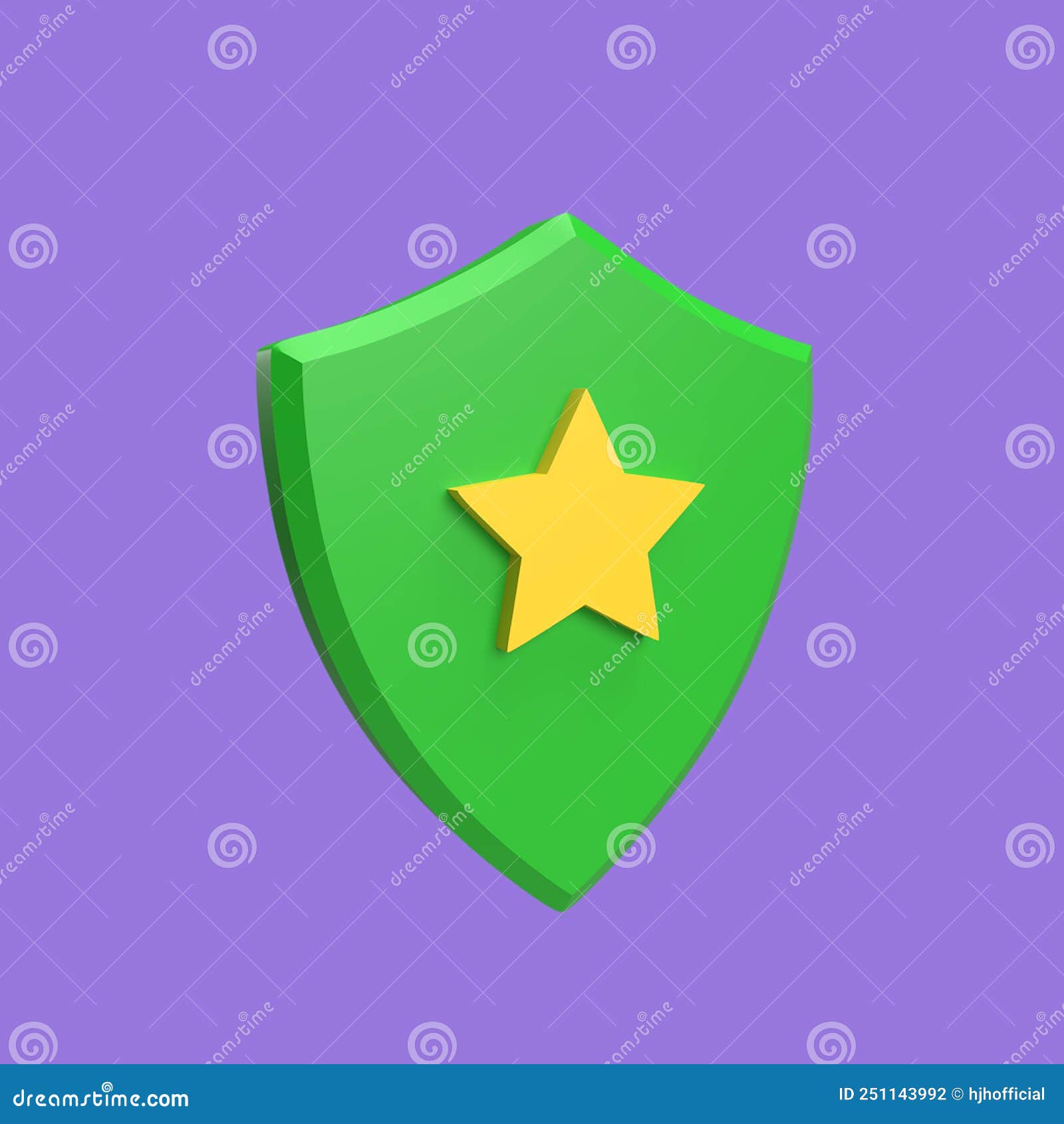 Shield with Star 3d Icon Model Cartoon Style Concept. Render ...