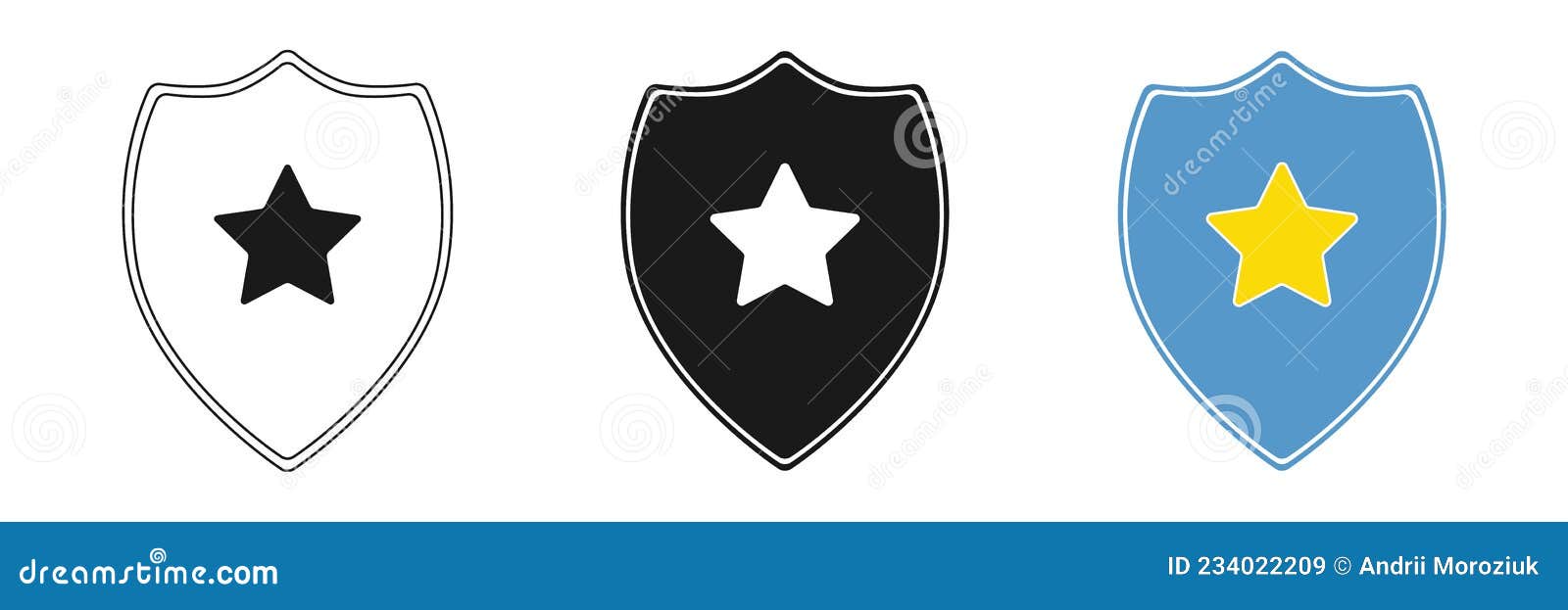 Shield and Star. Set of Icons Stock Illustration - Illustration of coat ...