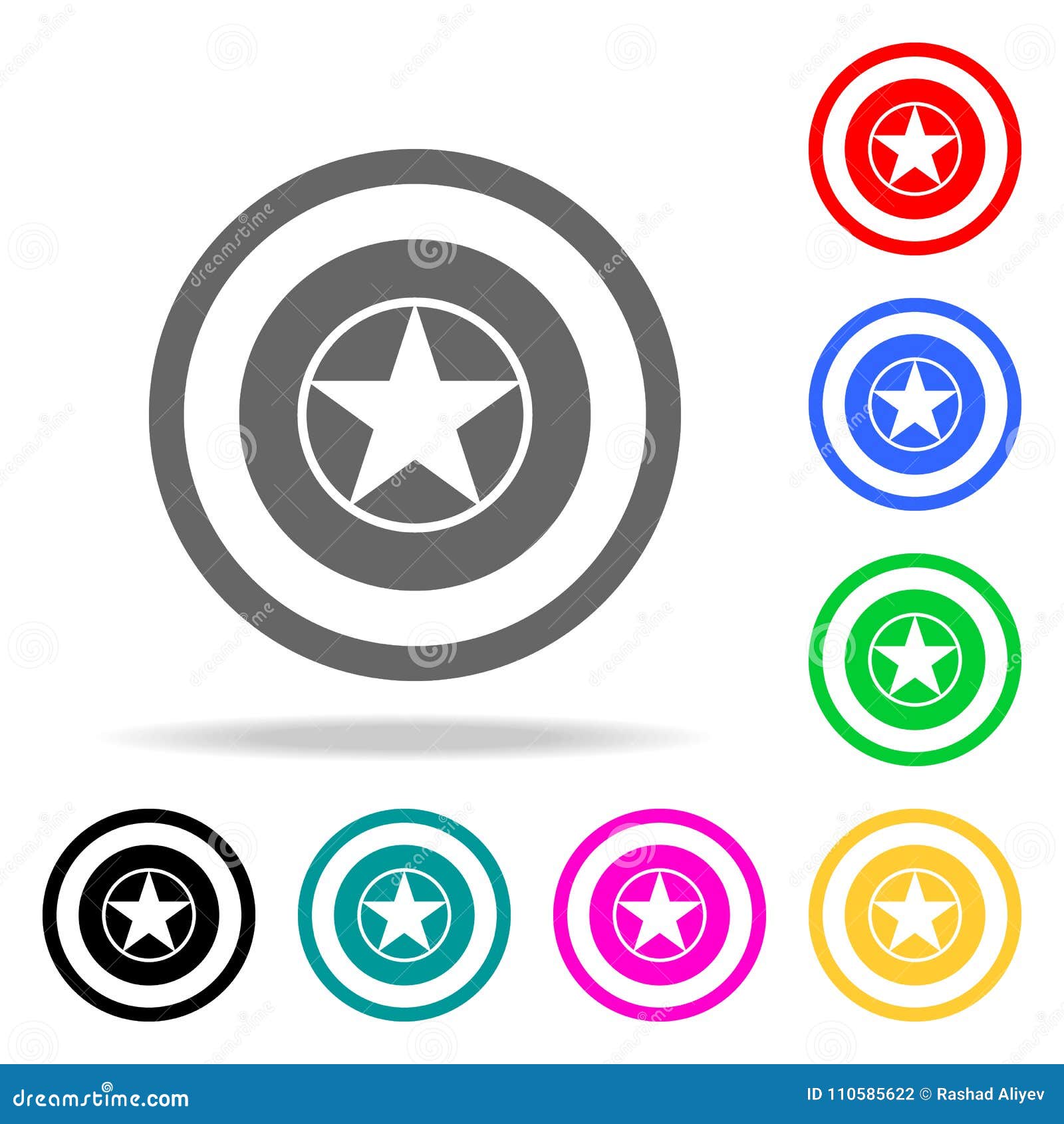 Shield with a Star, Superhero Shield Icon. Elements in Multi Colored ...