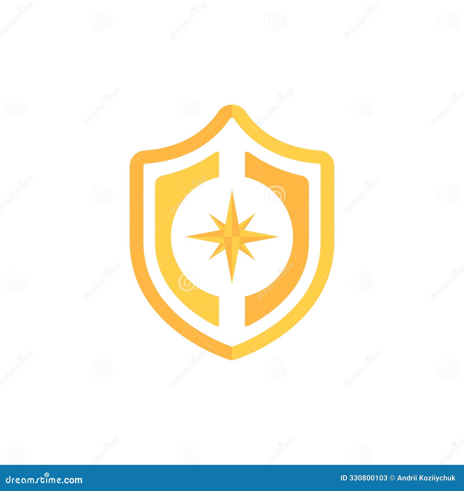 Shield with Star Vector. Golden Shield. Abstract Shield Icon with Wind ...