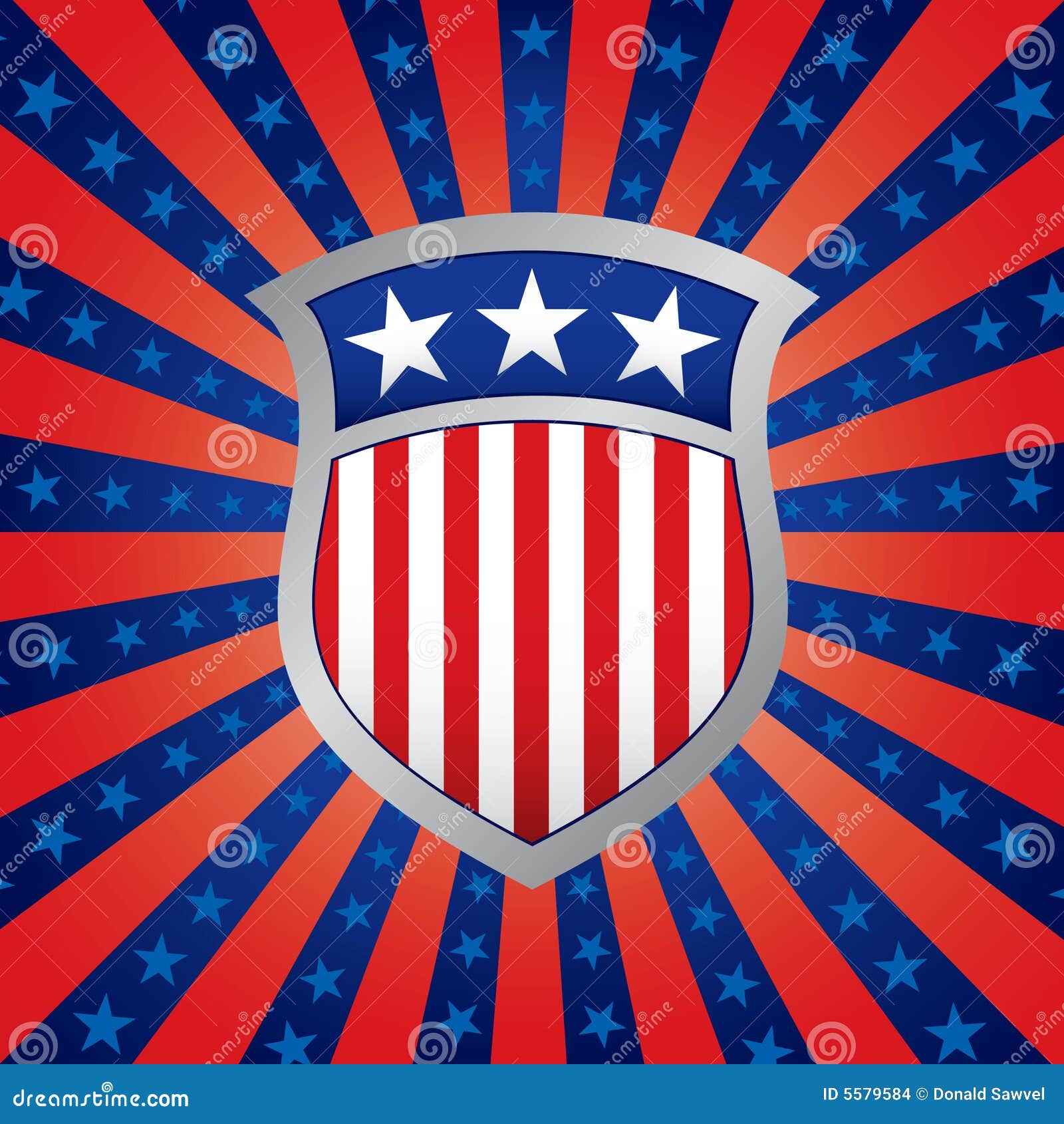 Shield on a Stars and Stripes Background Stock Vector - Illustration of ...