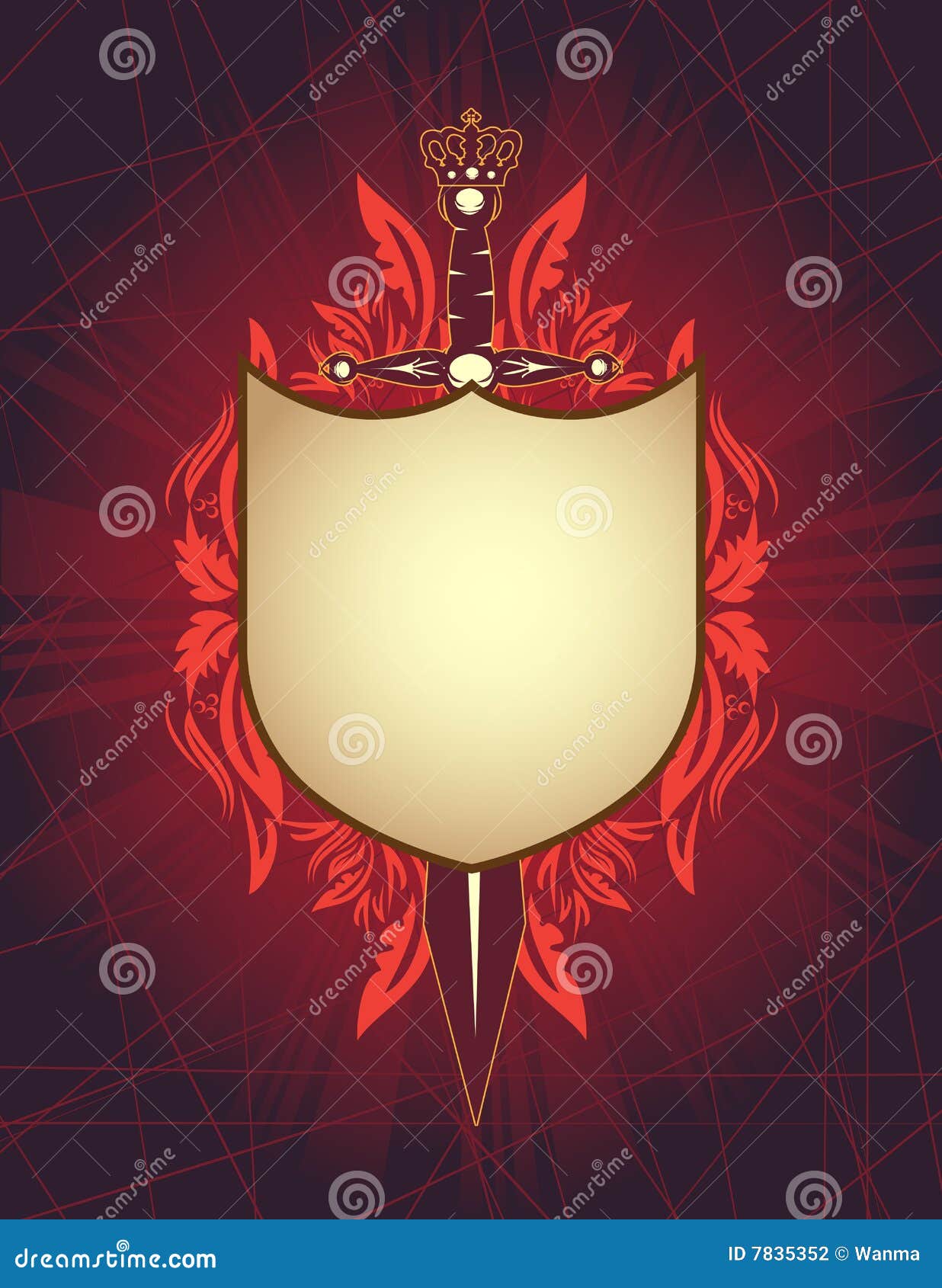 Shield and sword stock vector. Illustration of frame, vintage - 7835352