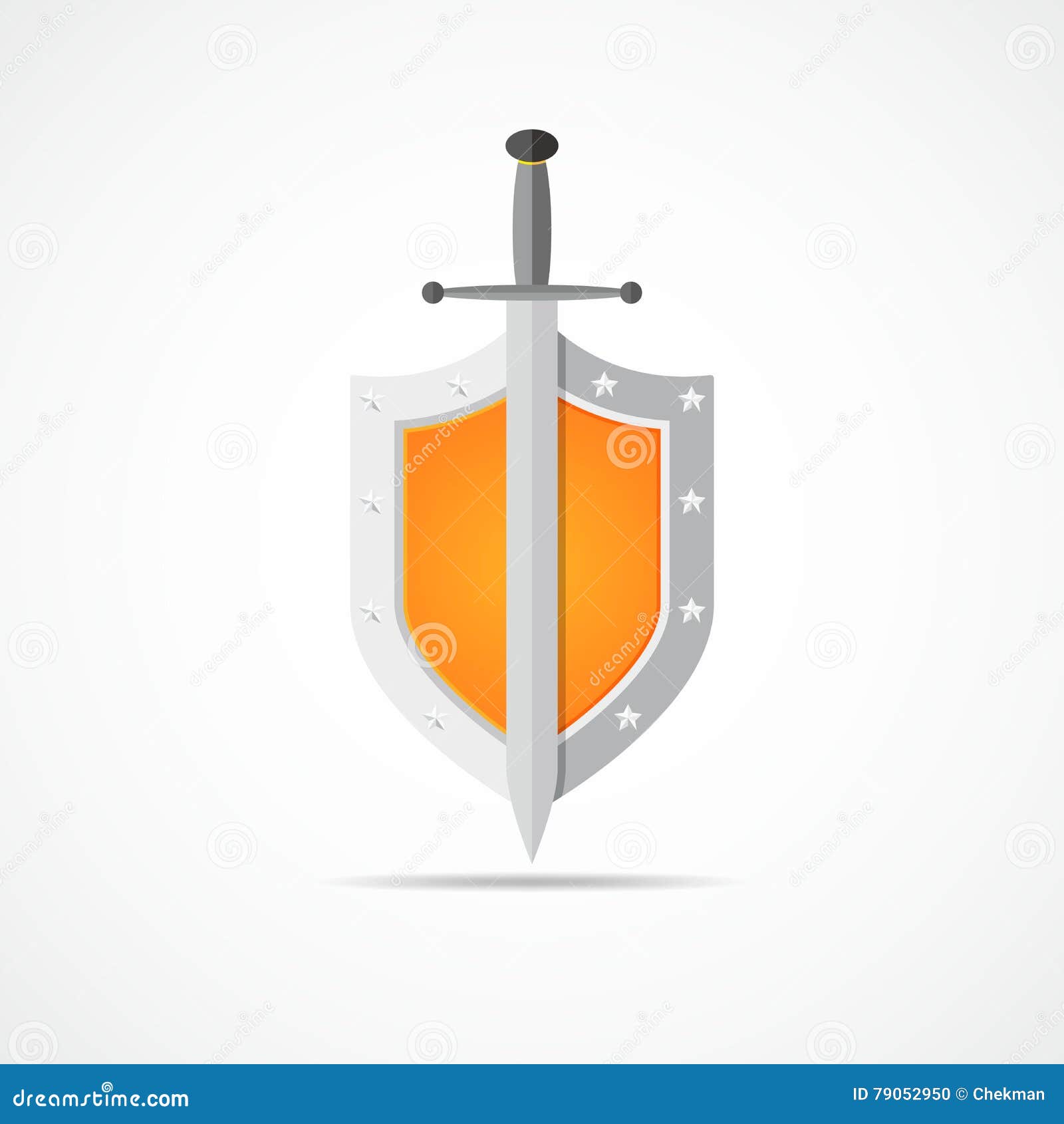Shield and Sword in Flat Design. Vector Illustration. Stock ...