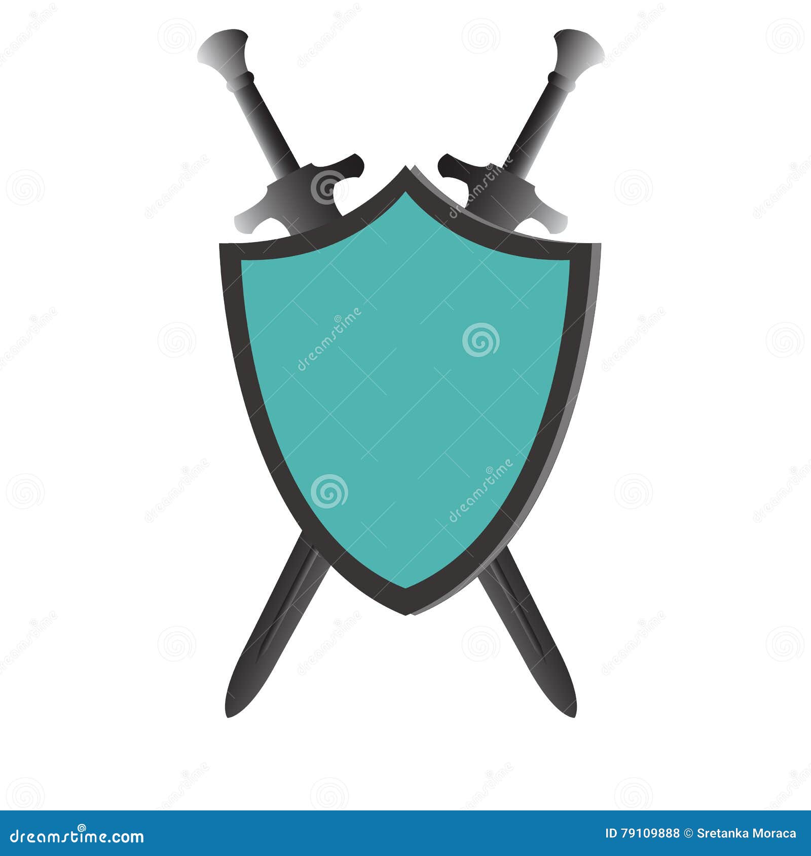 Shield Sword Icon Vector Flat Blue Gray Protection Security. Stock ...