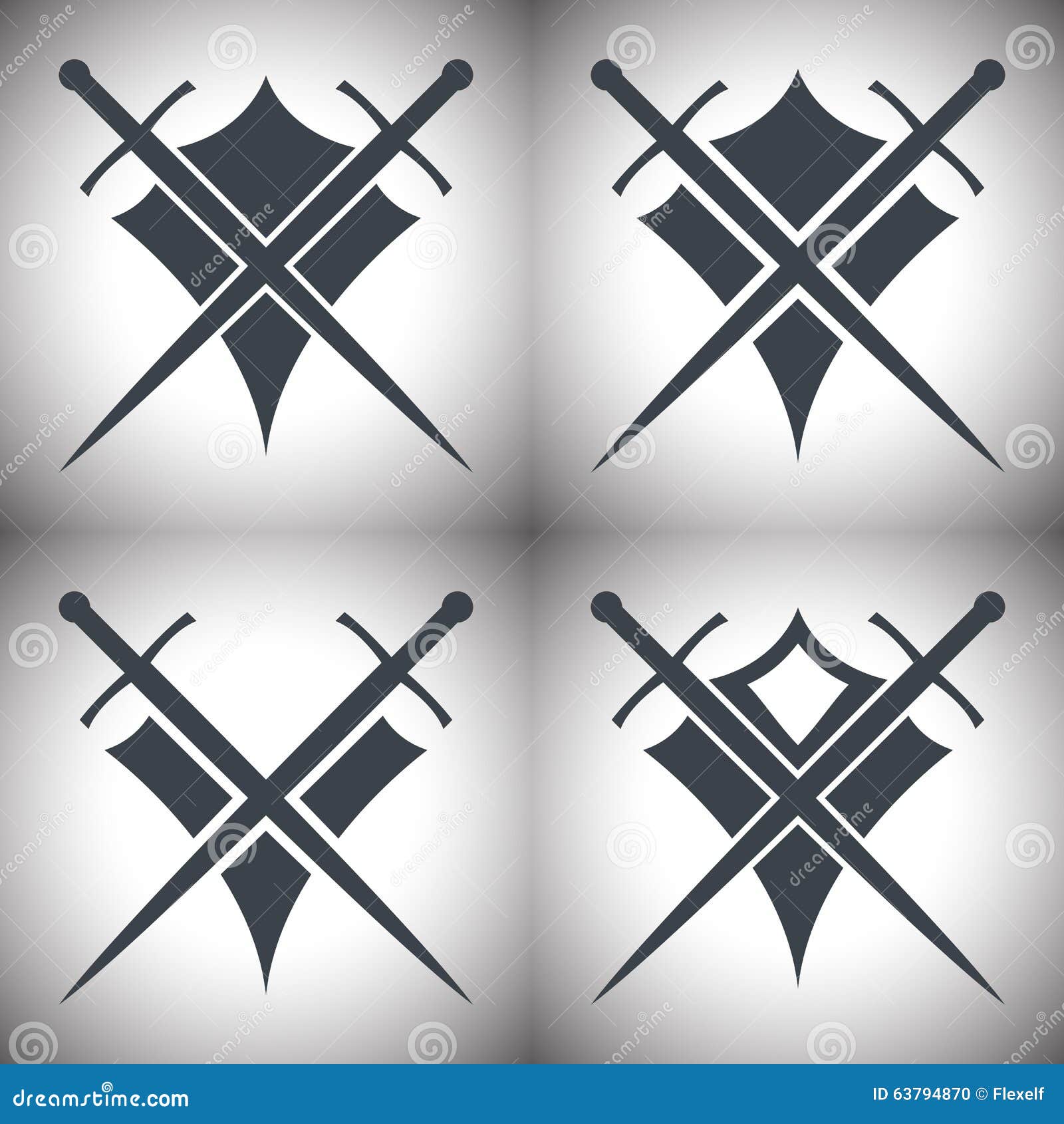 Sword Icons Set. Vector Ancient Swords Signs And Crossed Pictograms ...