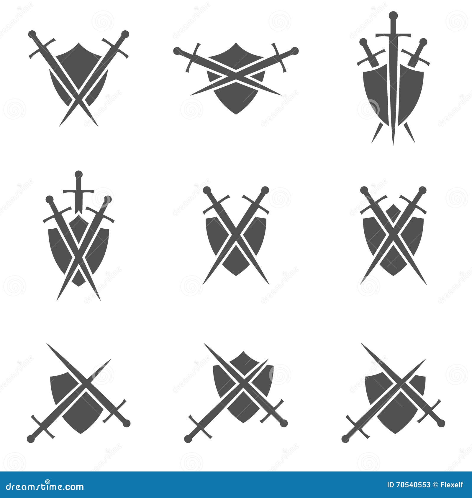 Shield and sword icons stock vector. Illustration of shield - 70540553
