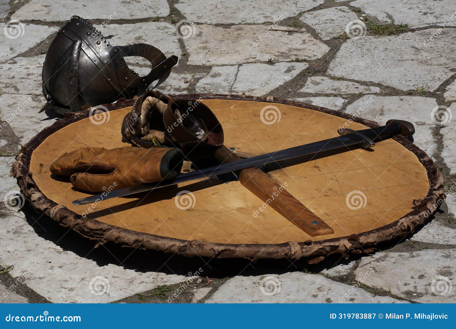 Shield and sword stock image. Image of brown, shield - 319783887