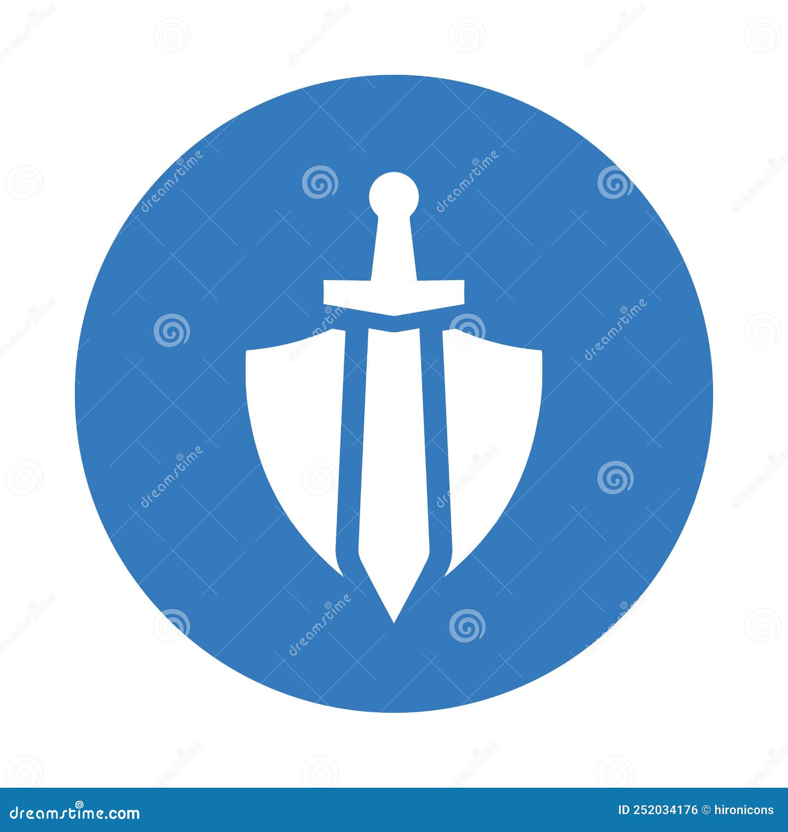 Shield, Sword, Military, Security Icon. Blue Color Design Stock Vector ...
