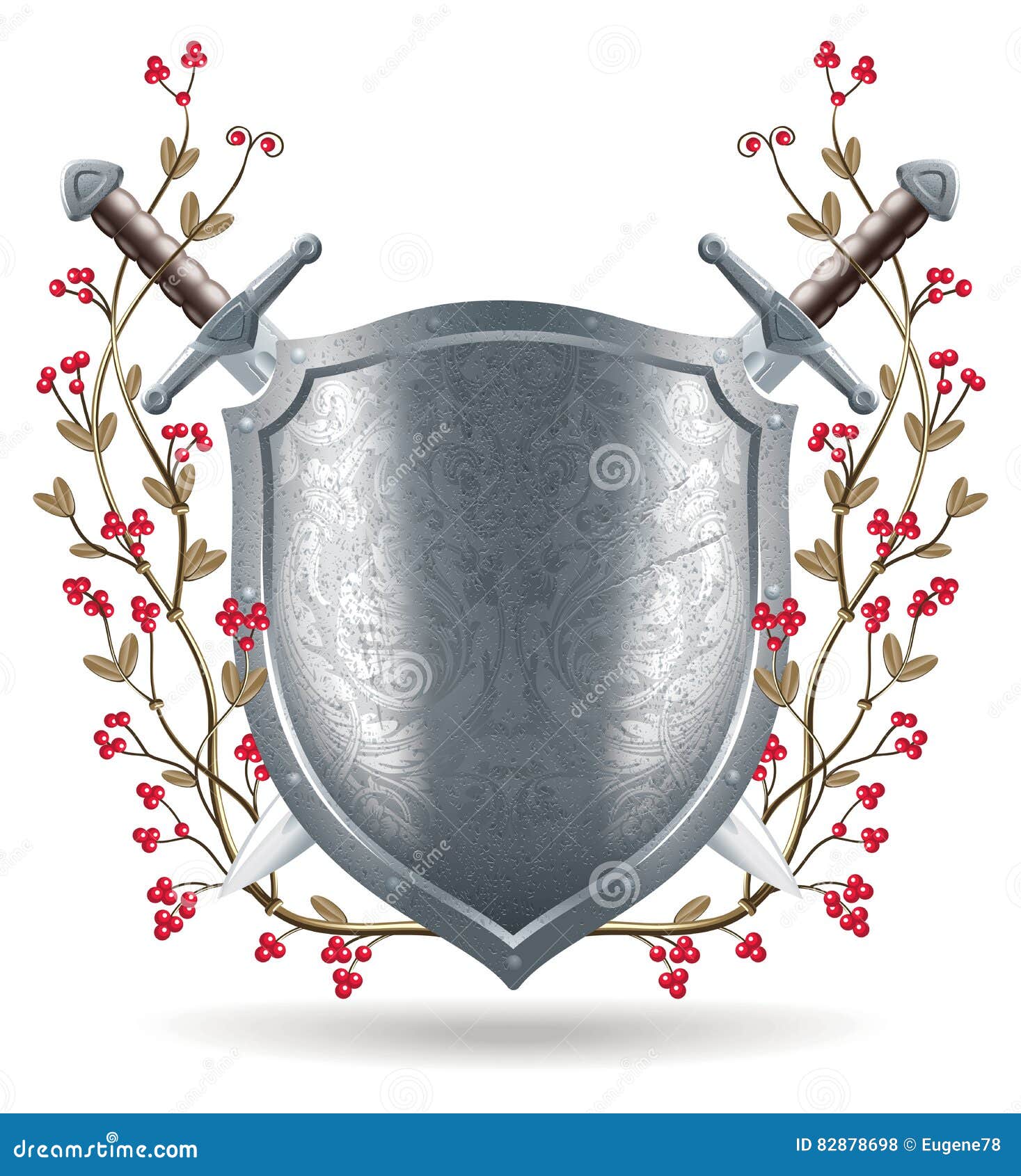 Shield, Sword and Wreath Illustration Stock Vector - Illustration of ...