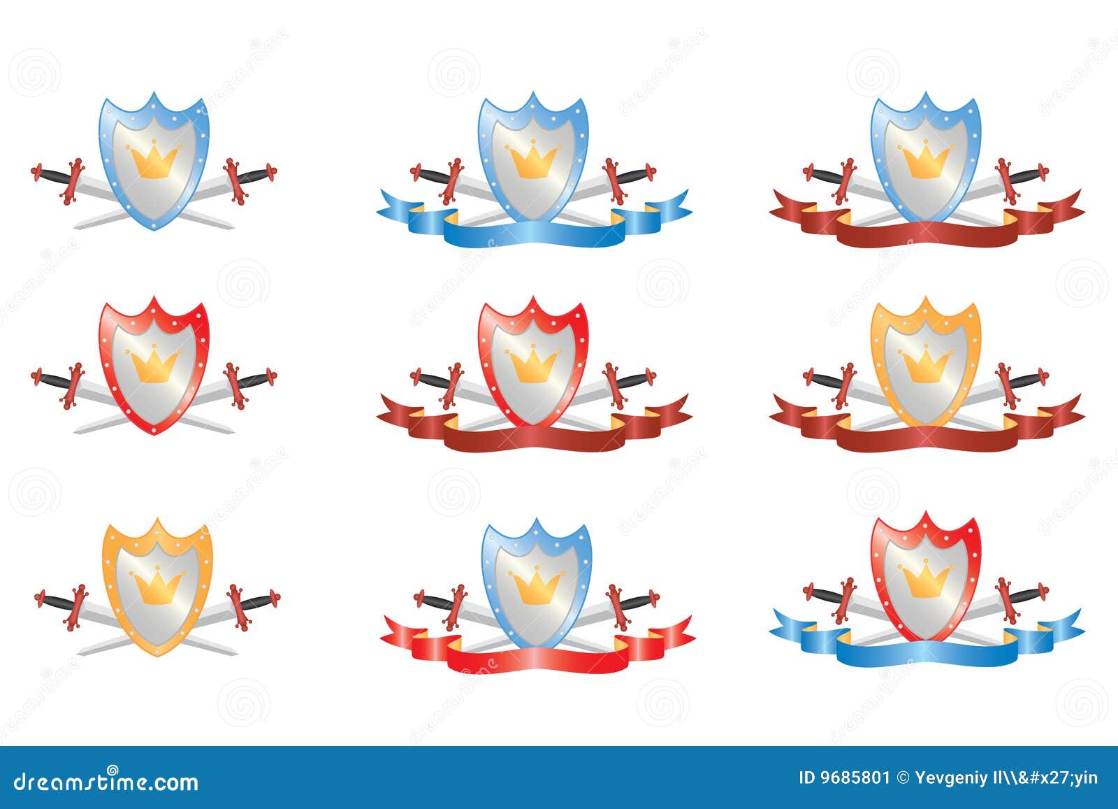 Order With Swords. Enameled Cross With Gold Frame Cartoon Vector ...