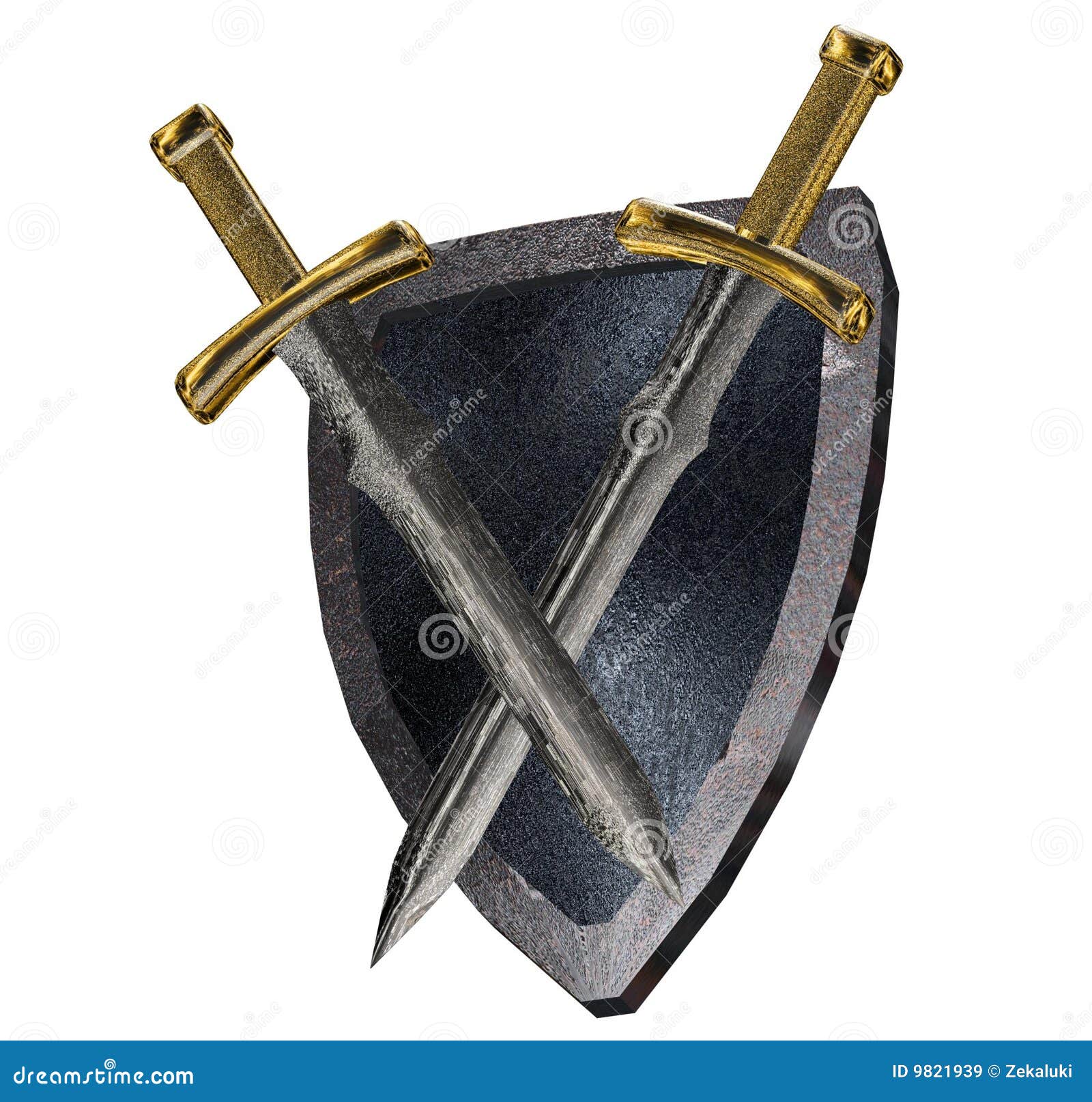 Shield and swords. stock illustration. Illustration of dimensional ...