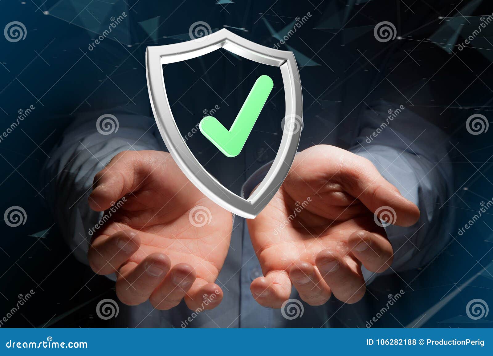 Shield Symbol Displayed on a Futuristic Interface - 3d Rendering Stock ...