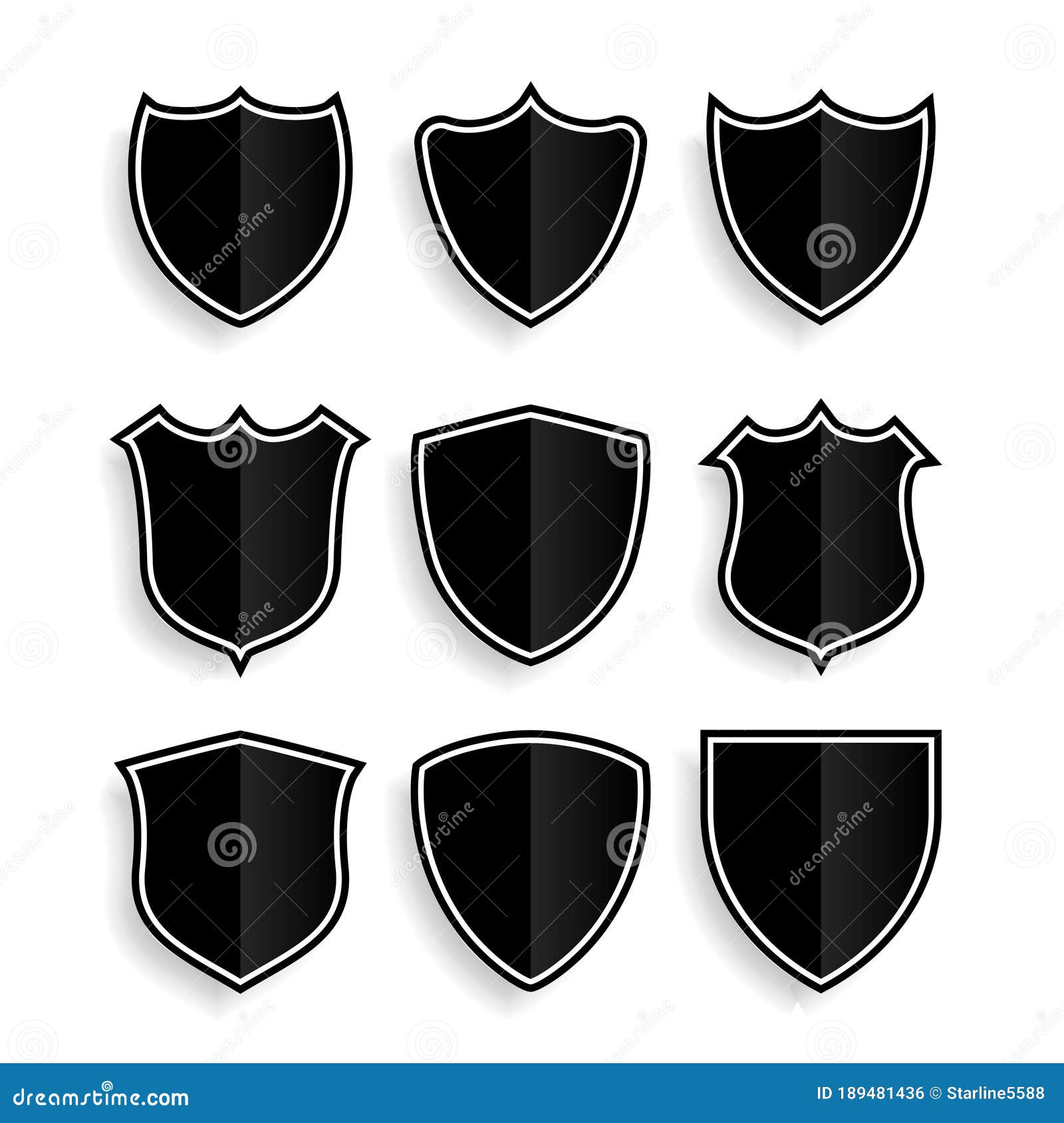 Shield Symbols or Badges Set of Nine Stock Vector - Illustration of ...